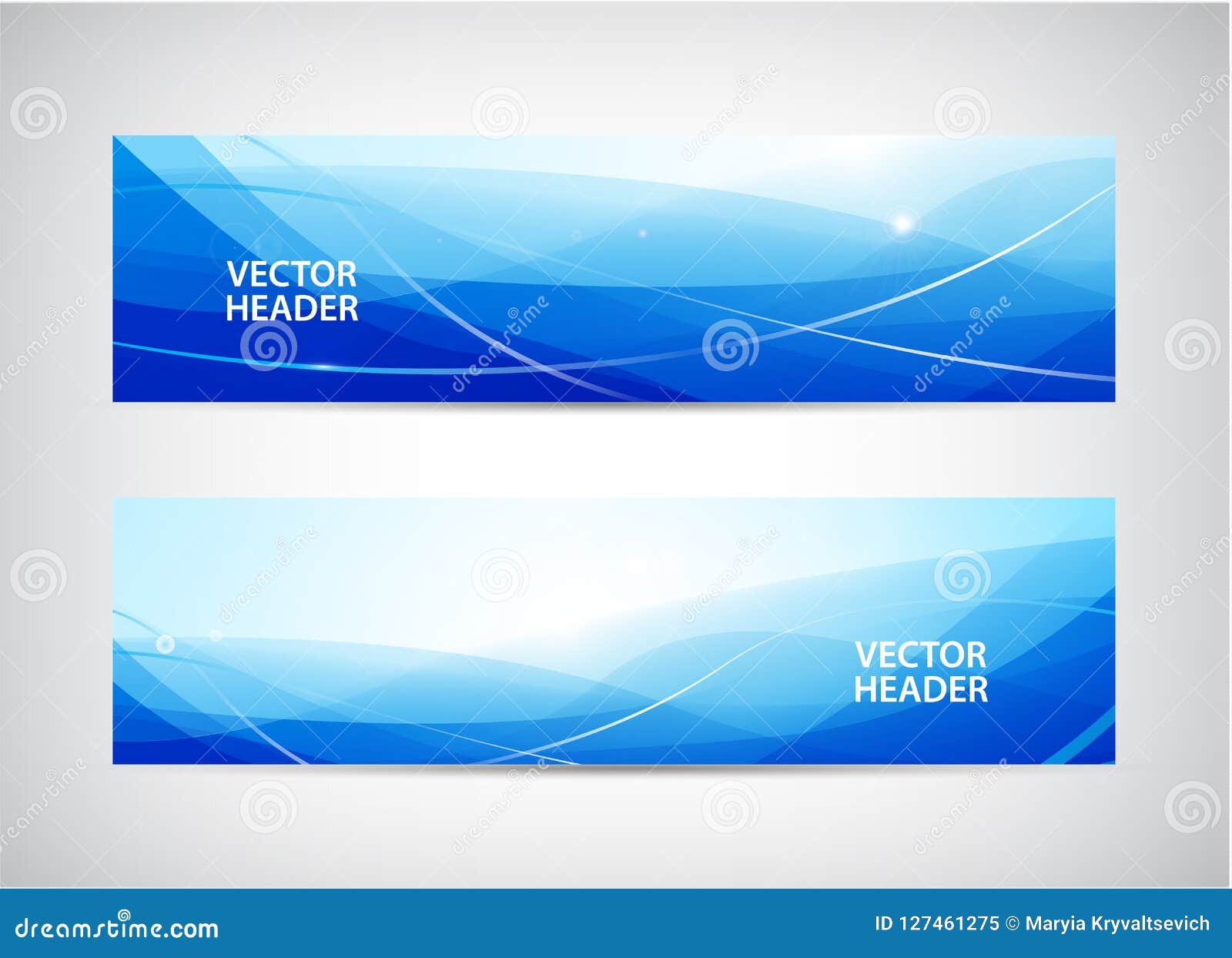 Vector Set of Abstract Wavy Horizontal Headers, Web Banners. Water Flow ...