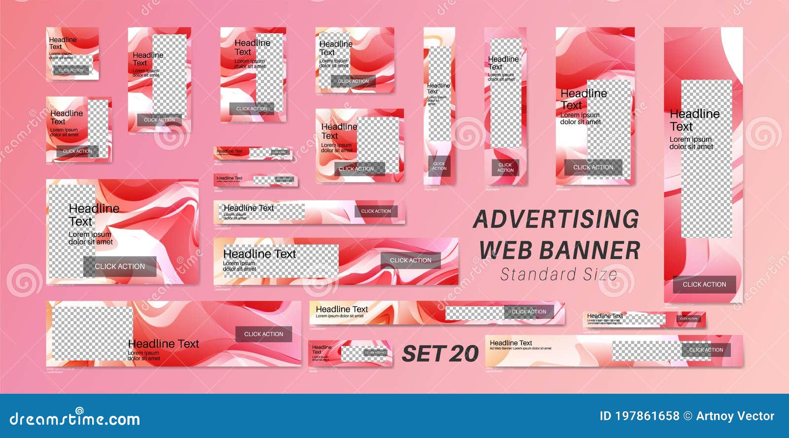 Vector Set Ad Web Banners with Standard Size. Geometric Shape Template ...