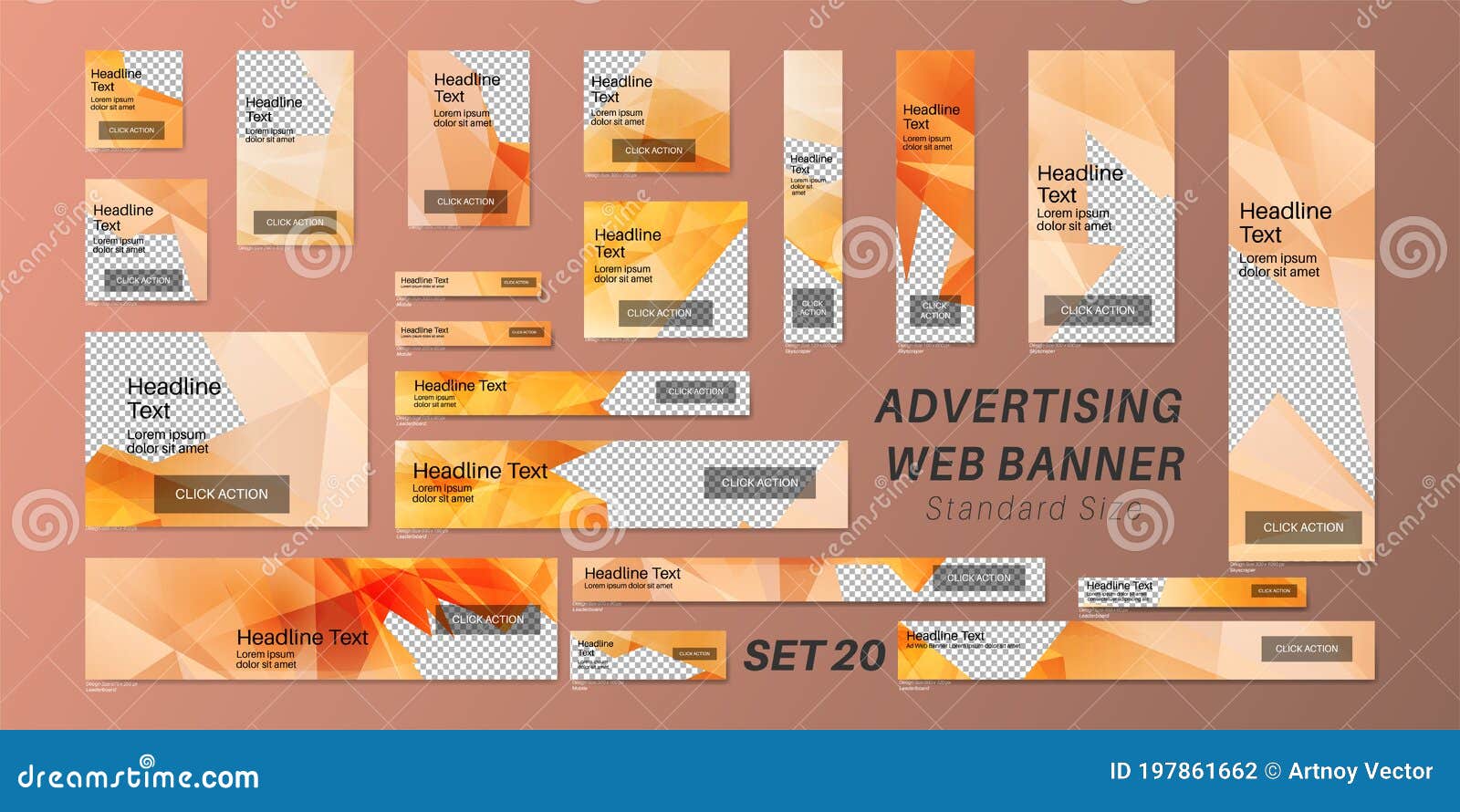 Vector Set Ad Web Banners with Standard Size. Geometric Shape Template ...