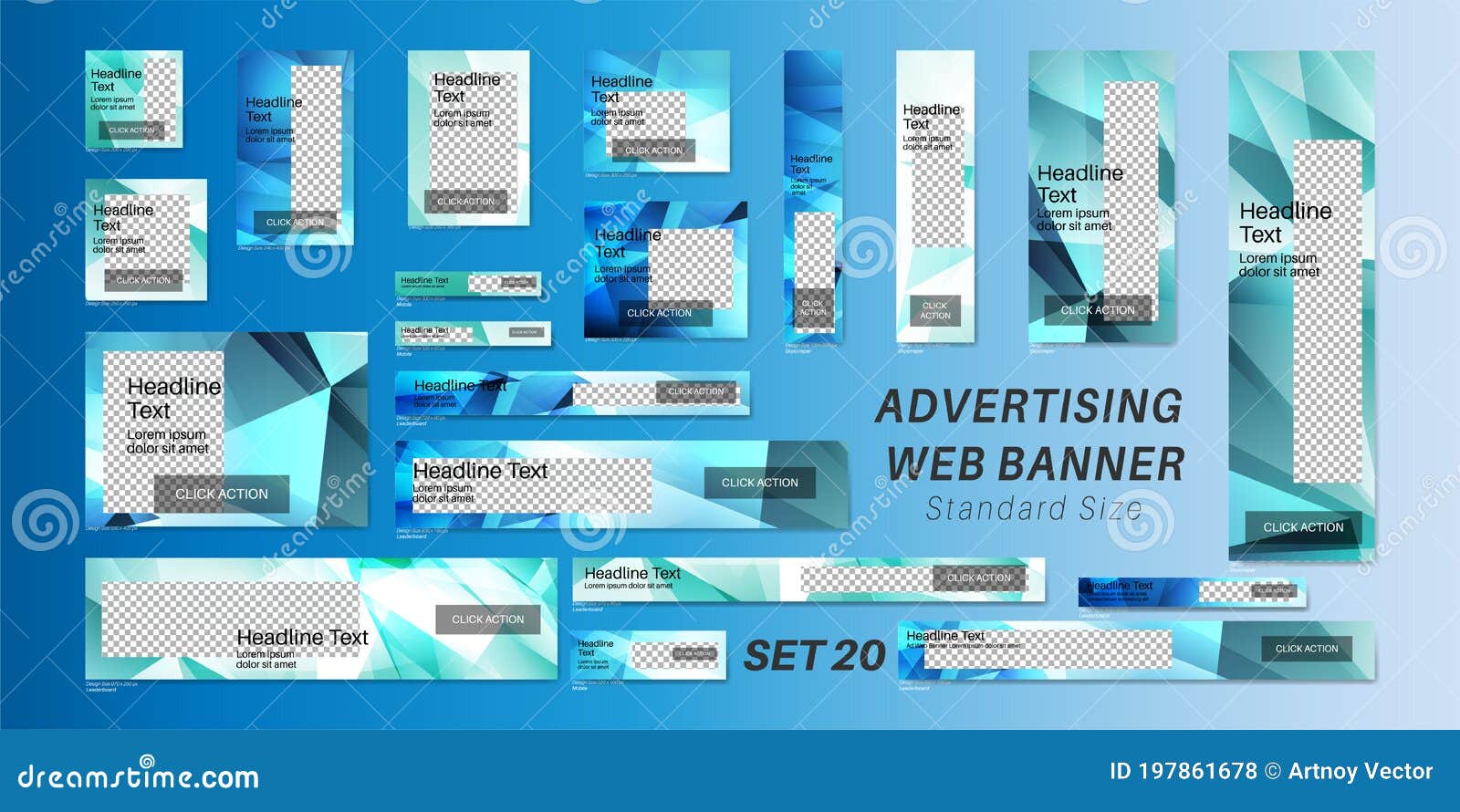 Vector Set Ad Web Banners with Standard Size. Geometric Shape Template ...