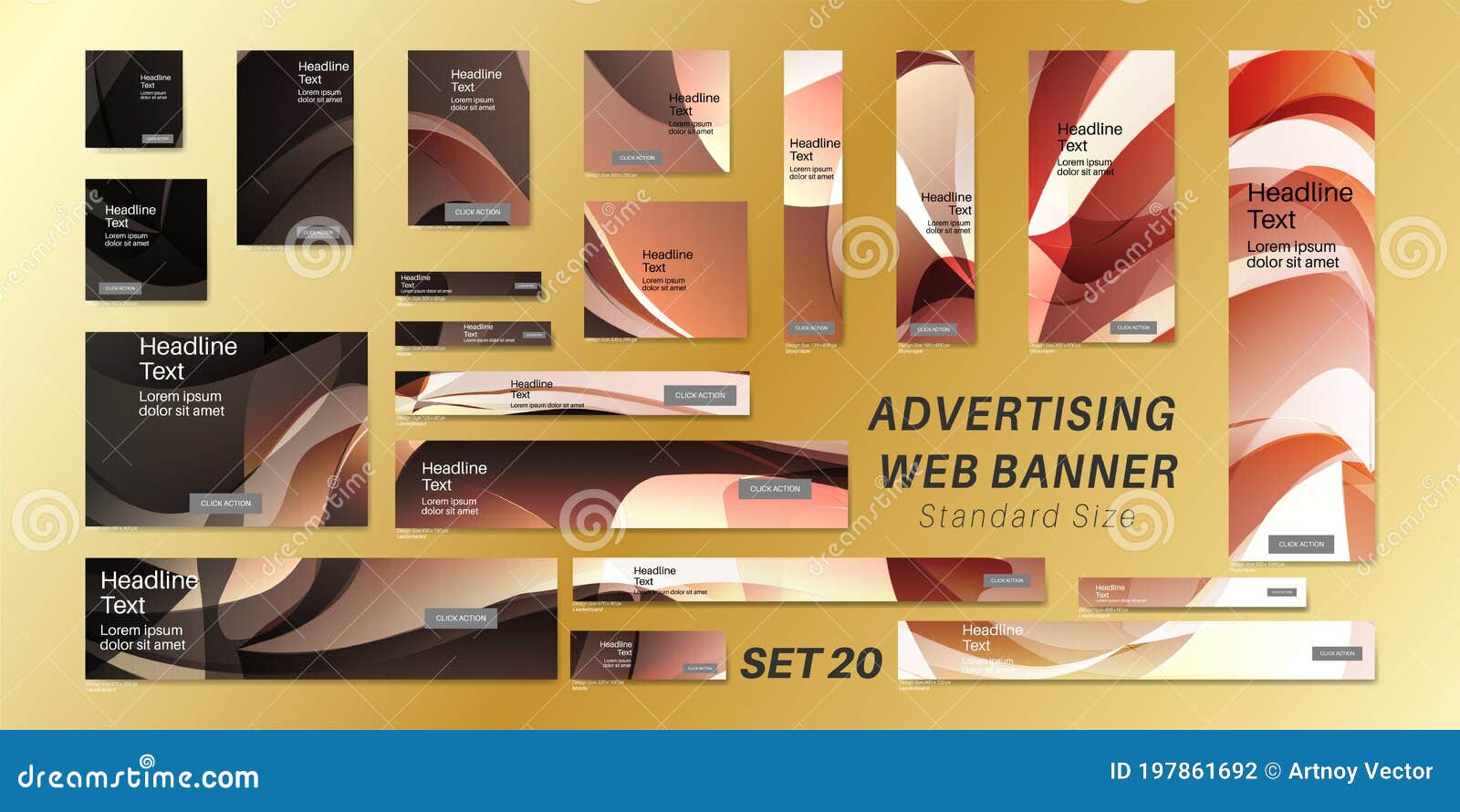 Vector Set Ad Web Banner with Standard Size. Geometric Shape Template ...
