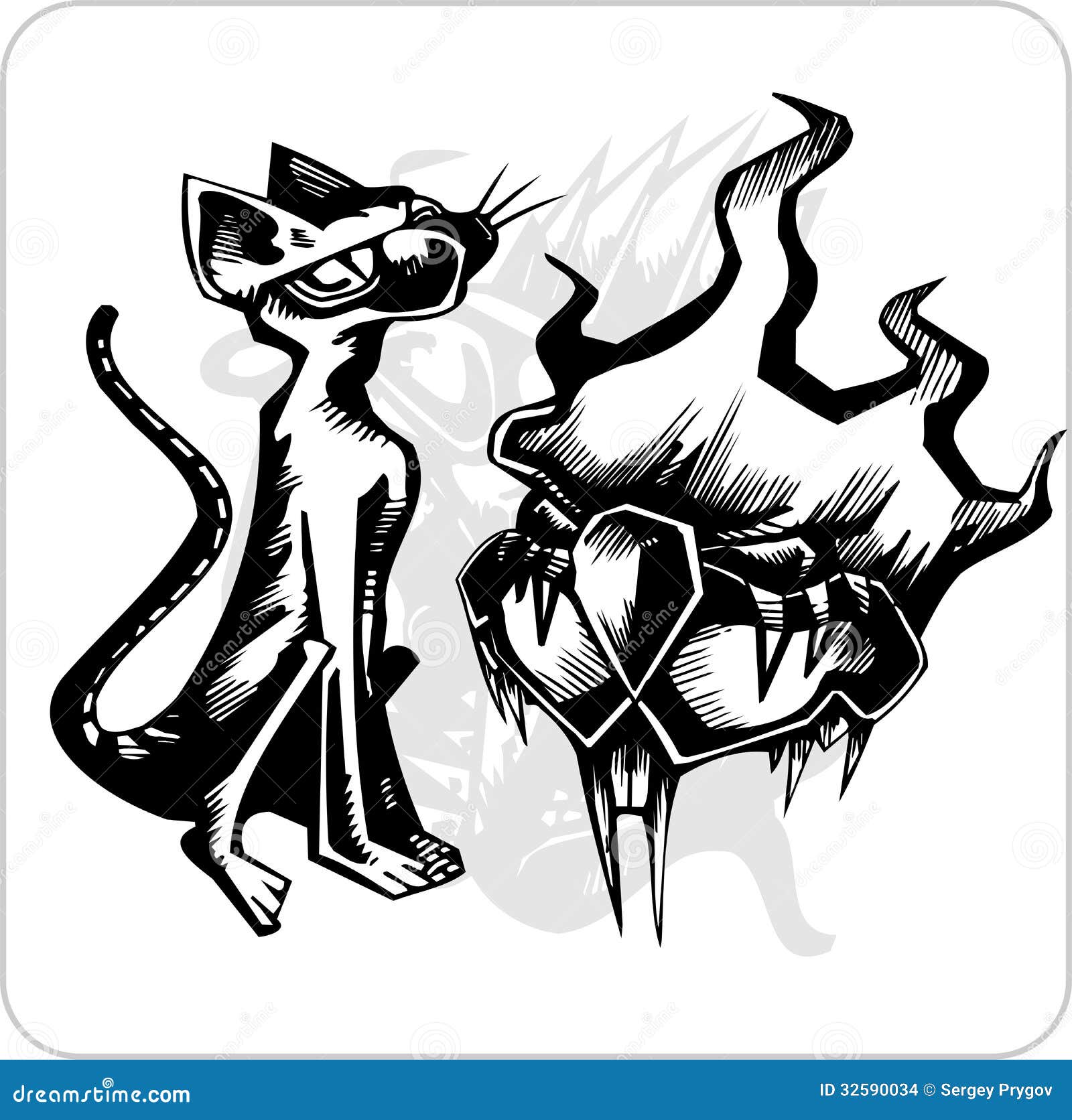 Vector Set - Aggressive Cat. Stock Vector - Illustration of power ...