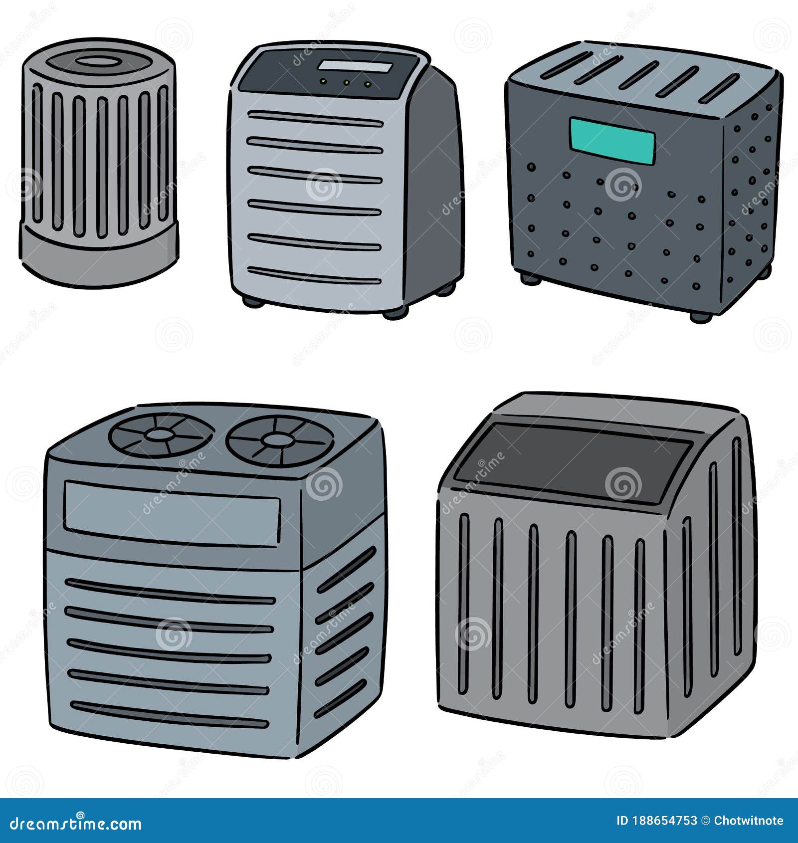 Vector set of air purifier stock vector. Illustration of indoor - 188654753