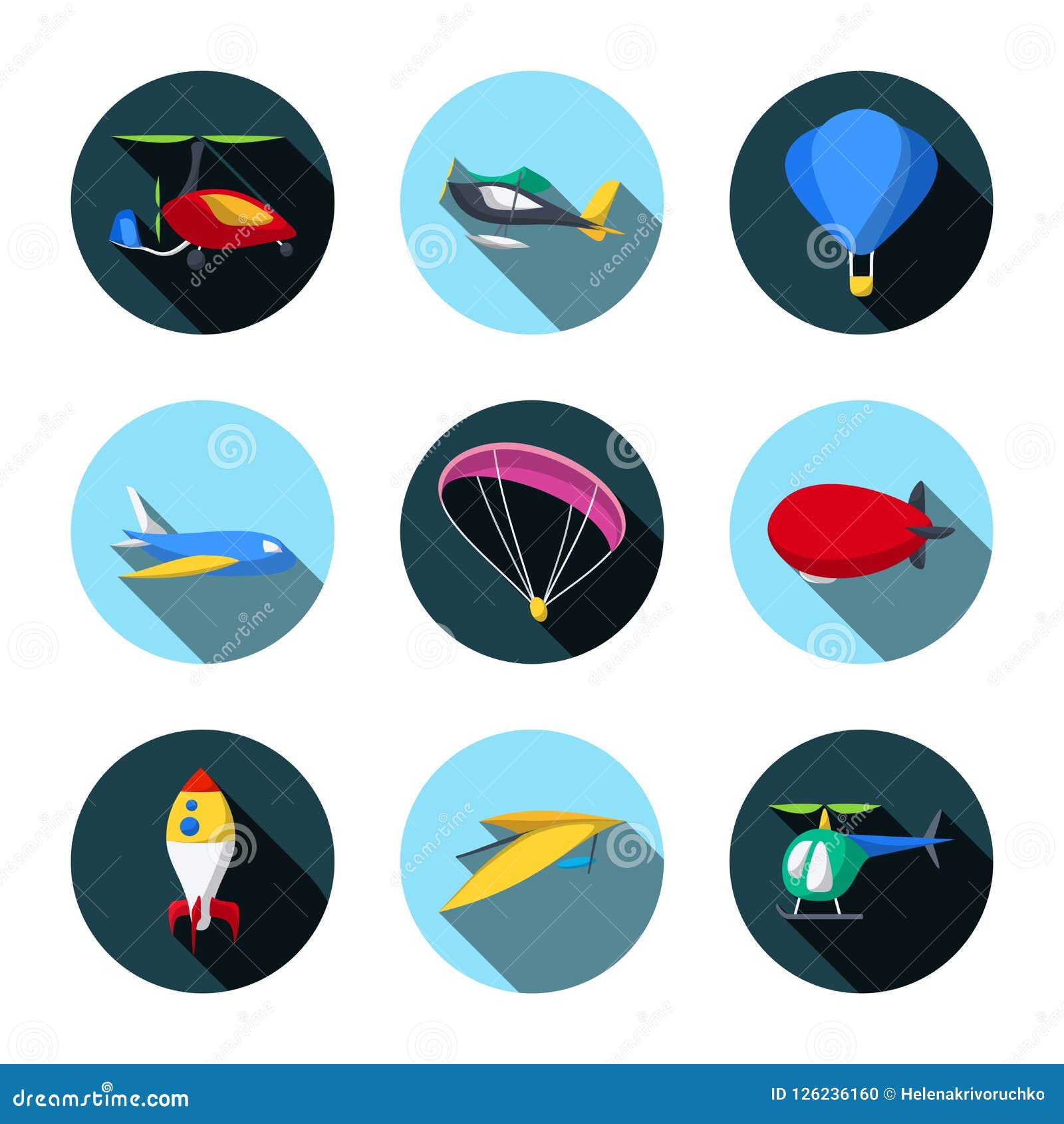 Vector Set of Air Transport Icons. Flat Style Stock Vector ...