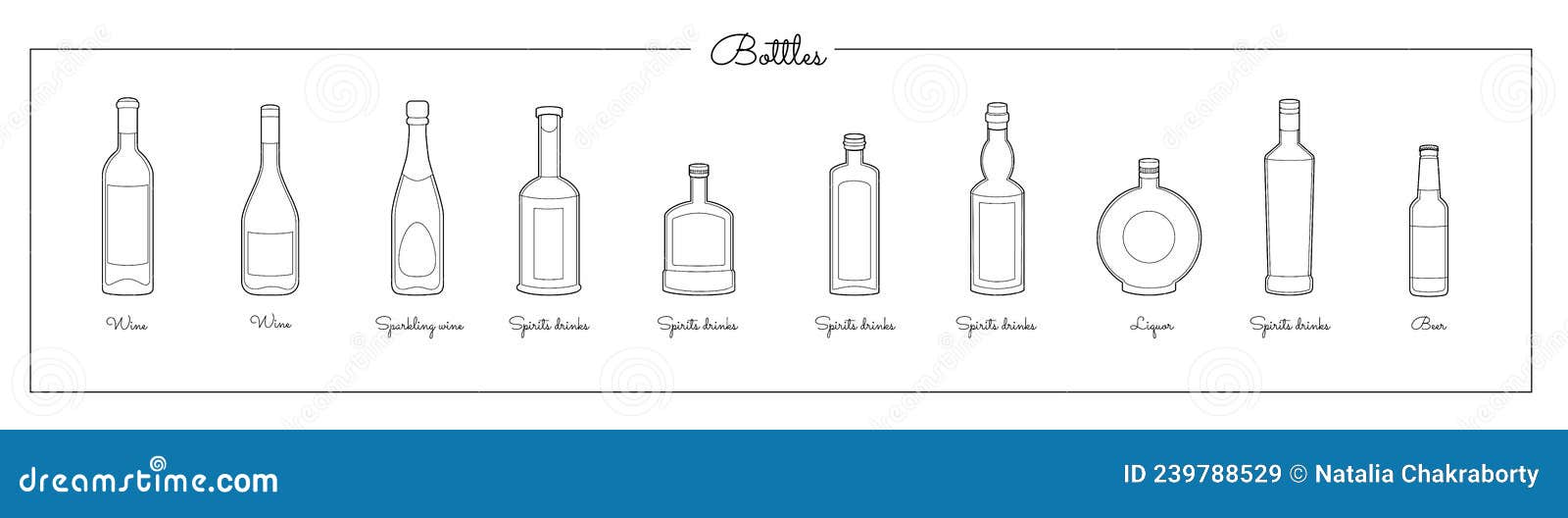 Vector Set of Alcohol Bottles Stock Vector - Illustration of wine ...