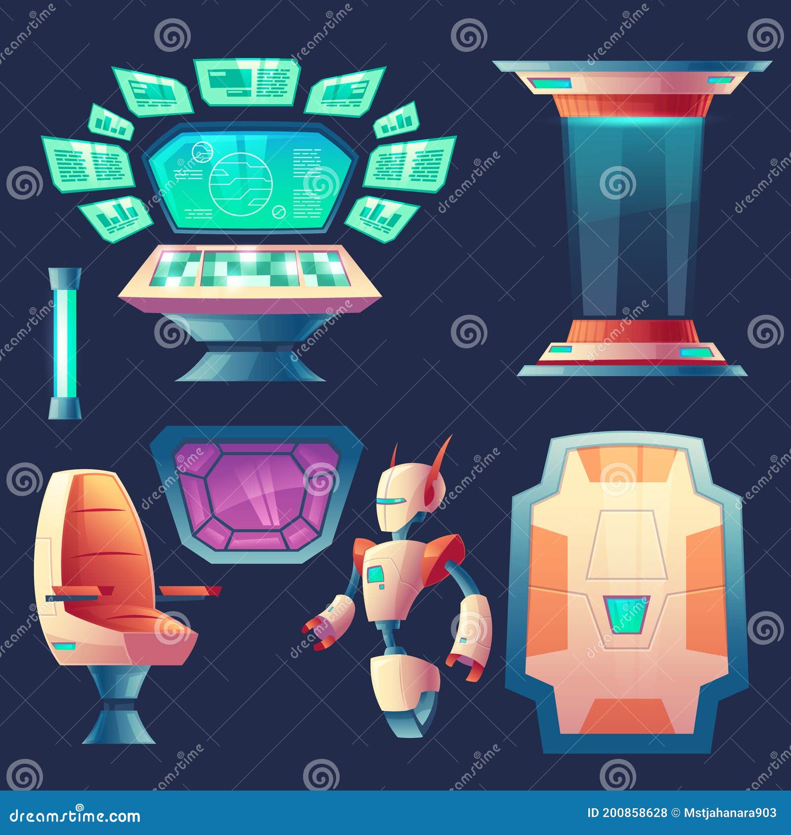 Vector Set of Alien Spaceship Design Elements Stock Vector ...