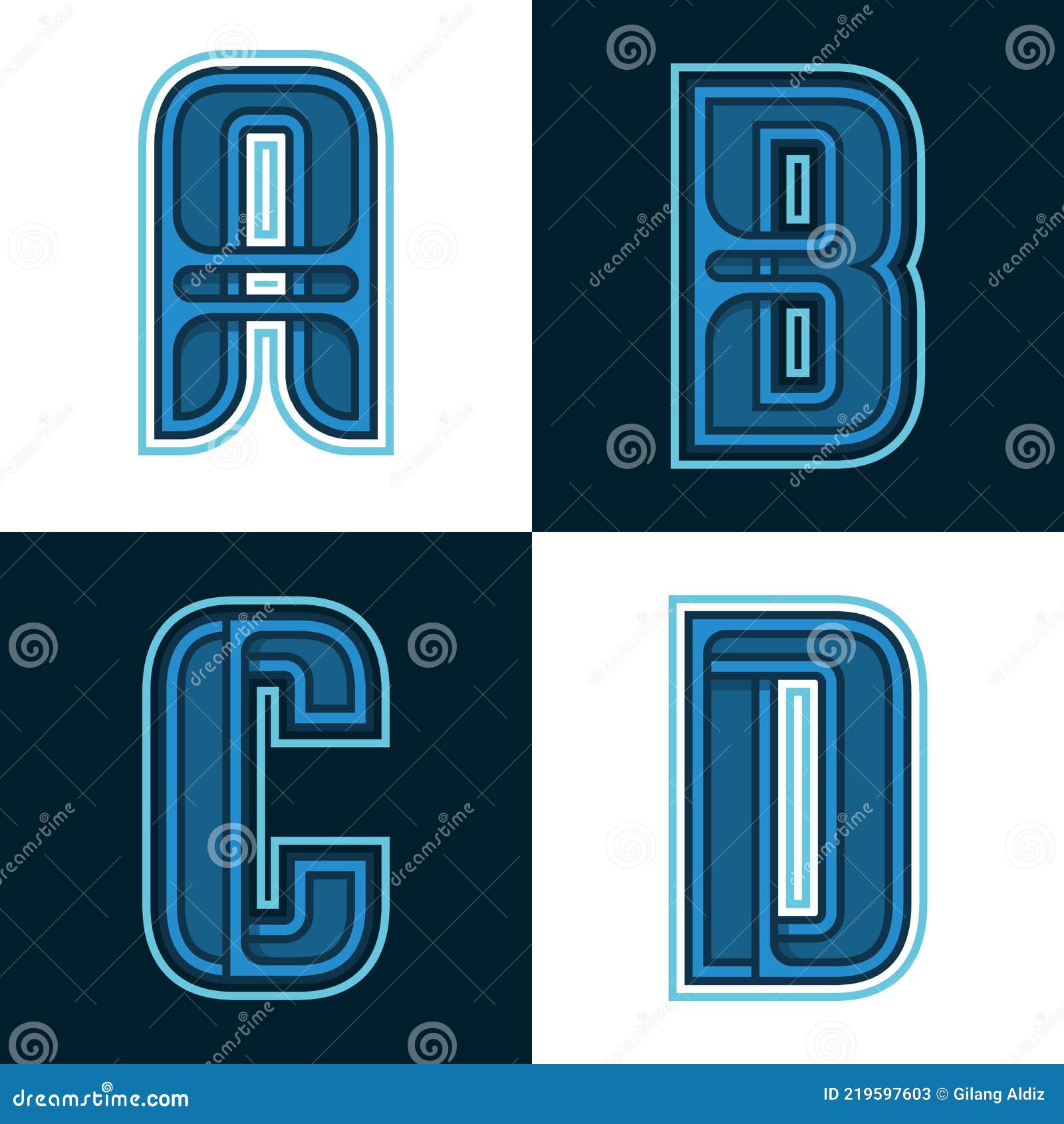 Vector Set Alphabet of Fonts Blue : a, B, C, D Stock Vector ...