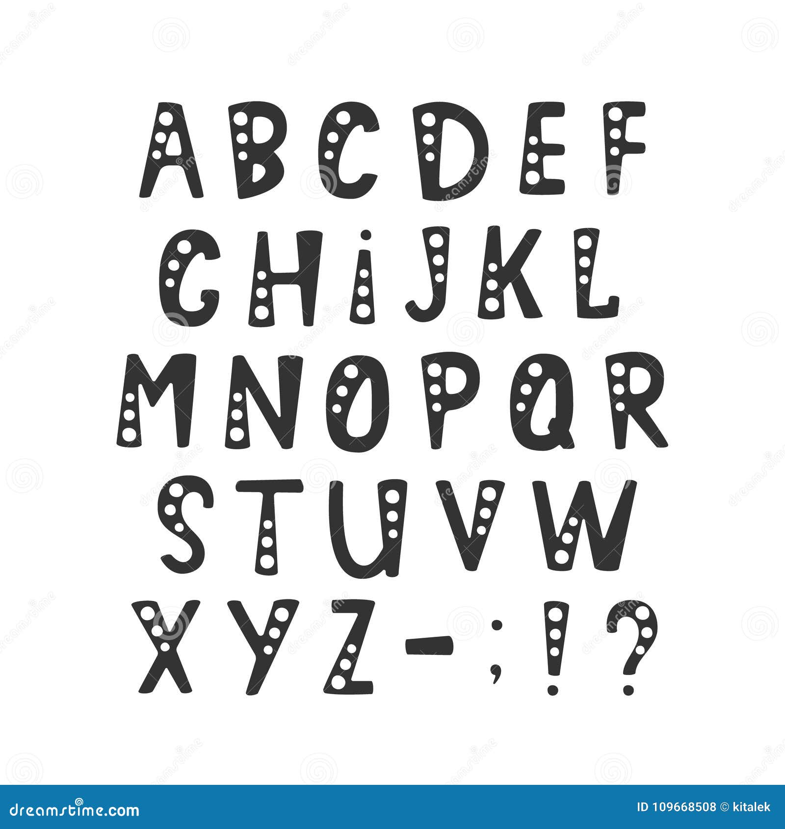 Vector Set of Alphabet Letters and Punctuation Symbols Stock Vector ...