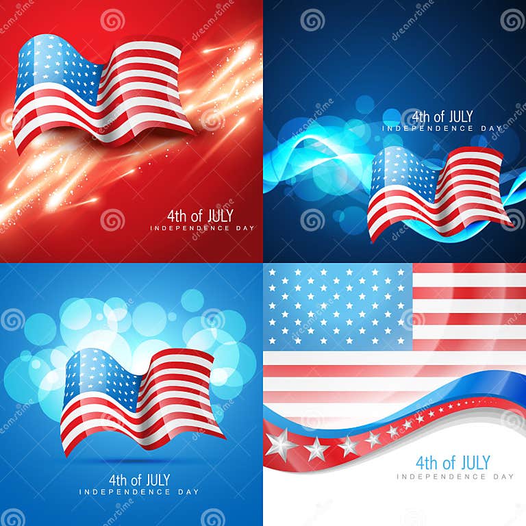 Vector Set of American Flag in Different Creative Style Stock Vector ...