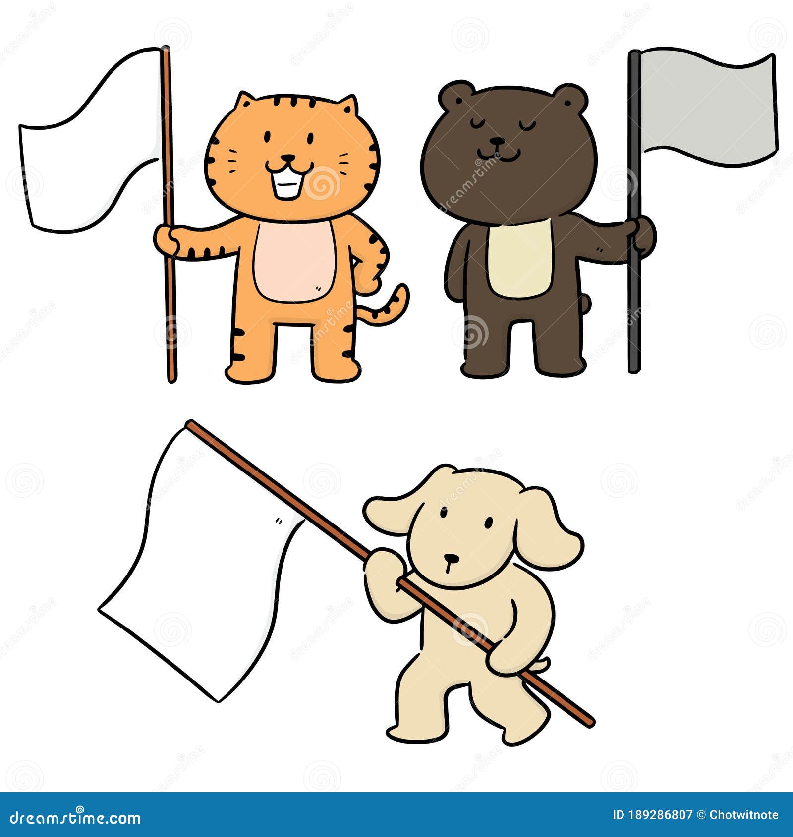 Vector Set of Animal and Flag Stock Vector - Illustration of drape ...