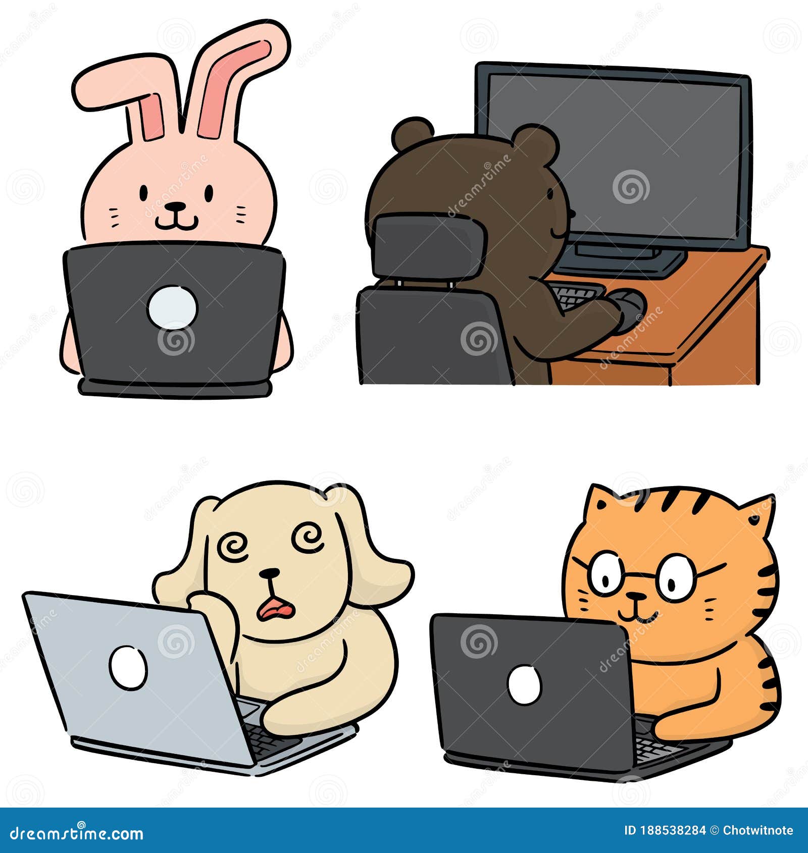 Vector Set of Animal Office Worker Stock Vector - Illustration of ...