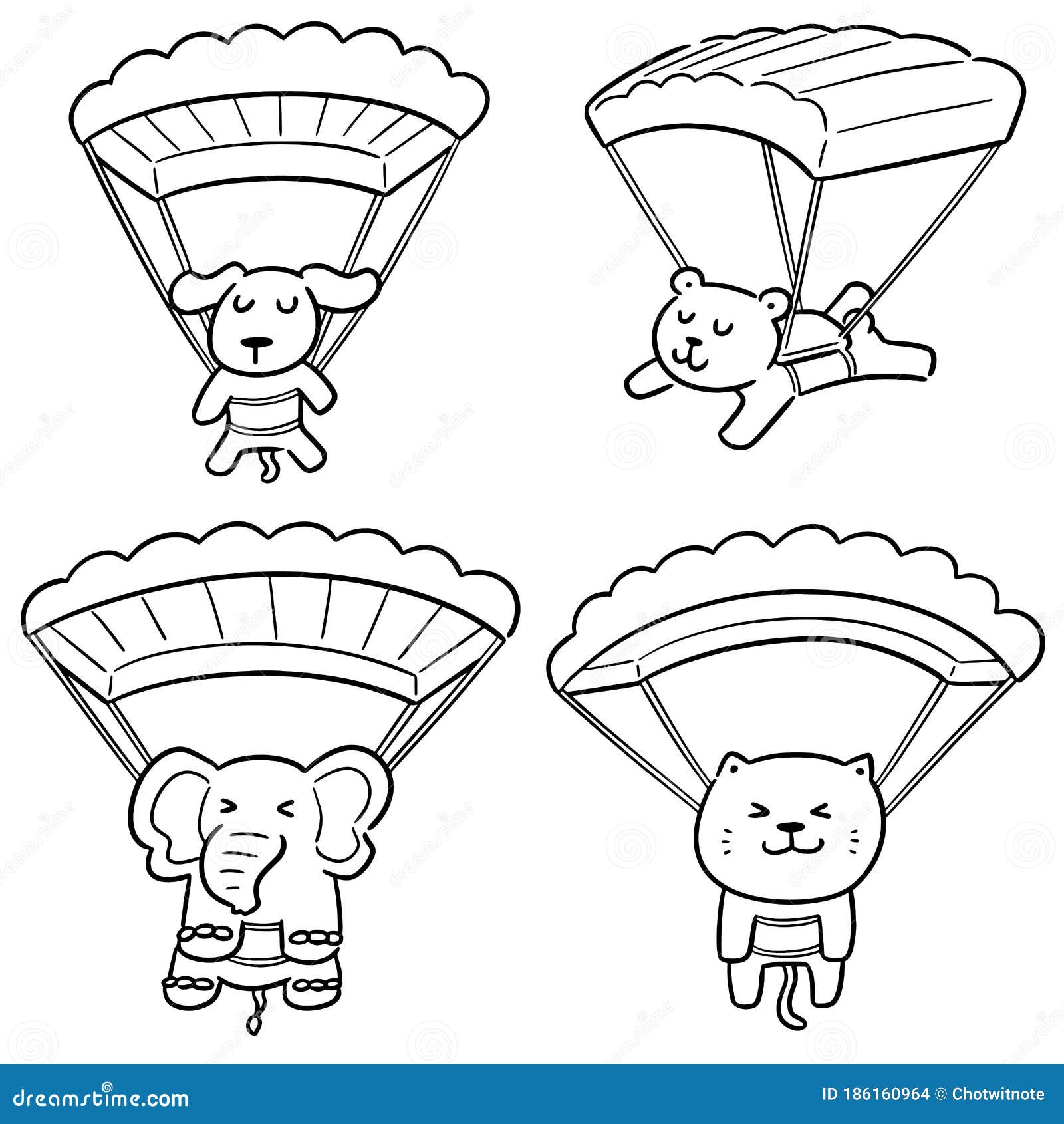 Vector Set of Animal Parachuting Stock Vector - Illustration of design ...