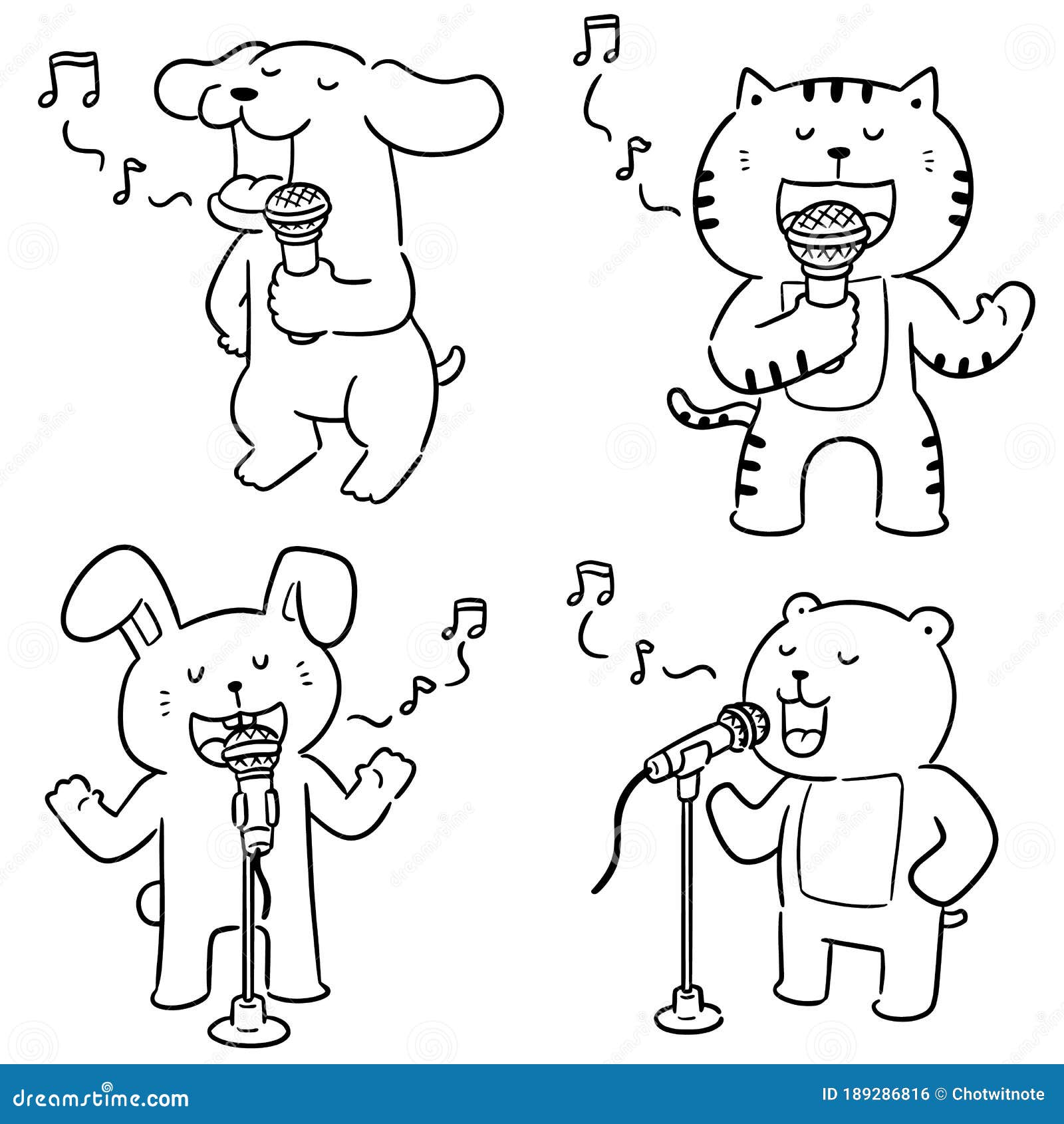 Vector Set of Animal Singing Stock Vector - Illustration of drawing ...