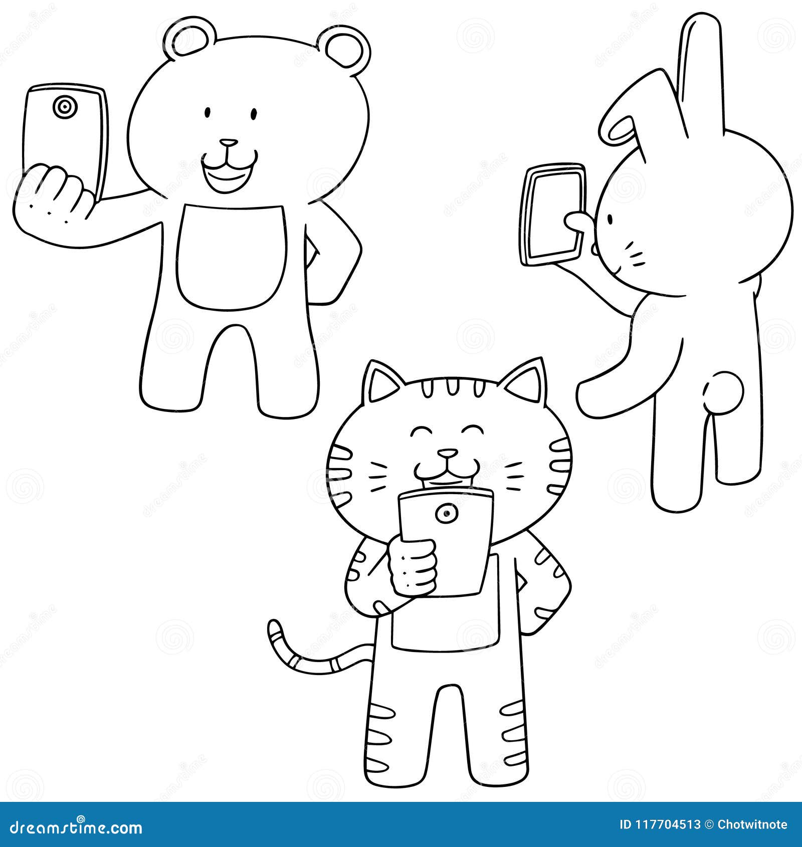 Vector Set of Animal Using Smartphone Stock Vector - Illustration of ...