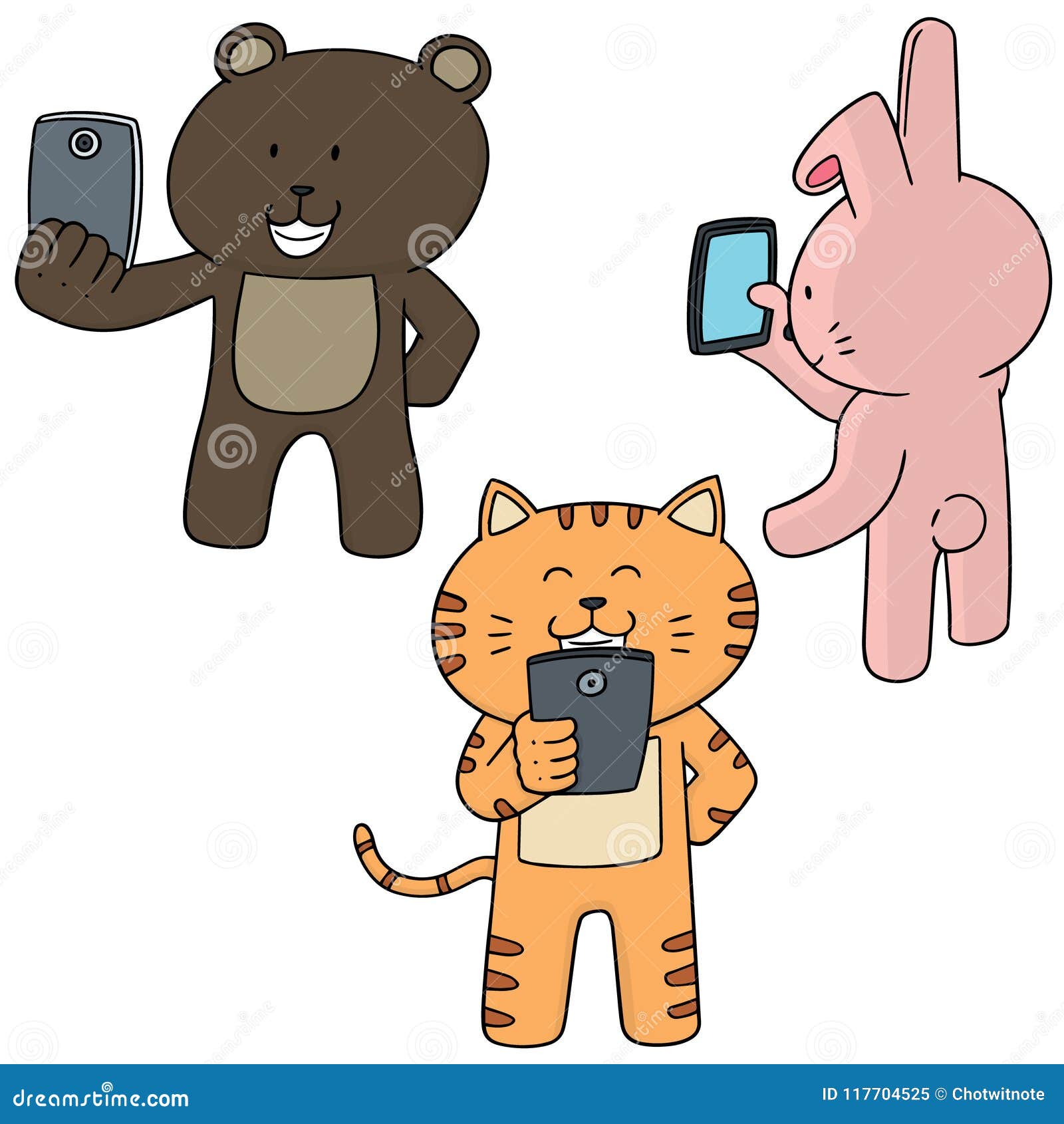 Vector Set of Animal Using Smartphone Stock Vector - Illustration of ...