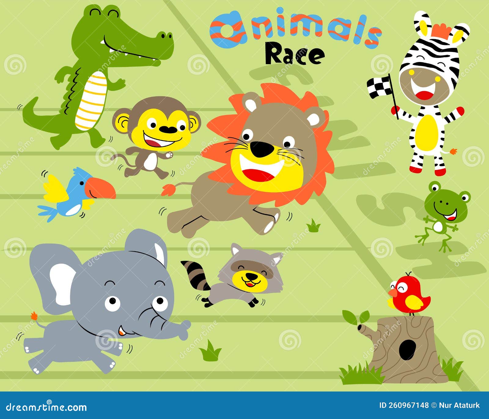 Vector Set of Animals Cartoon in Running Race Stock Vector ...
