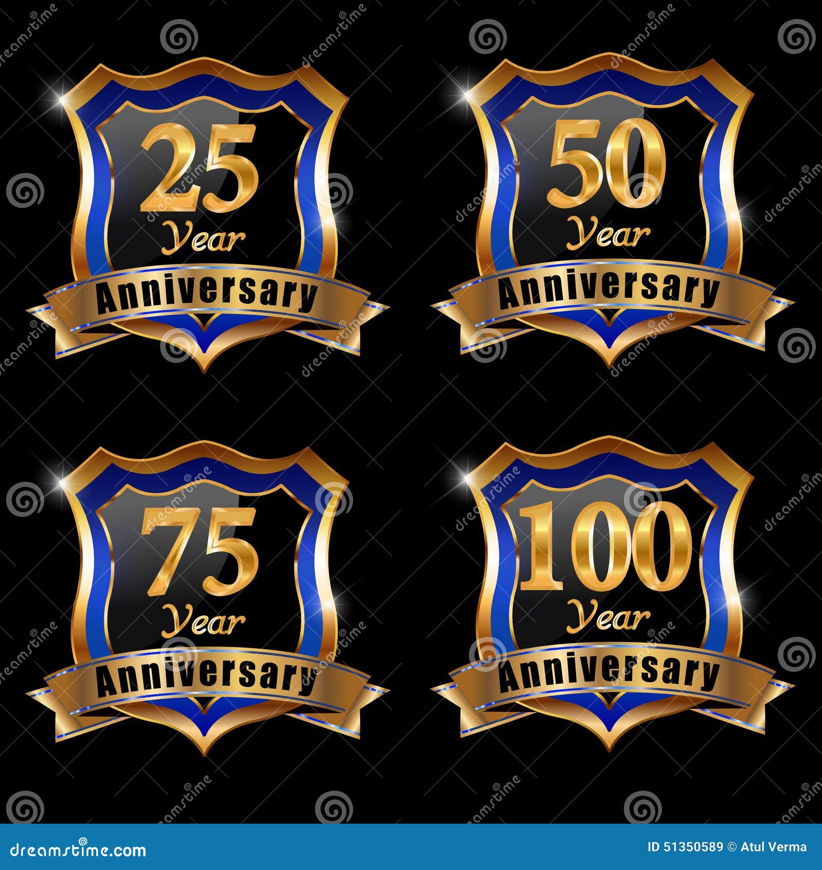 Vector Set of Anniversary Elements Stock Vector - Illustration of ...