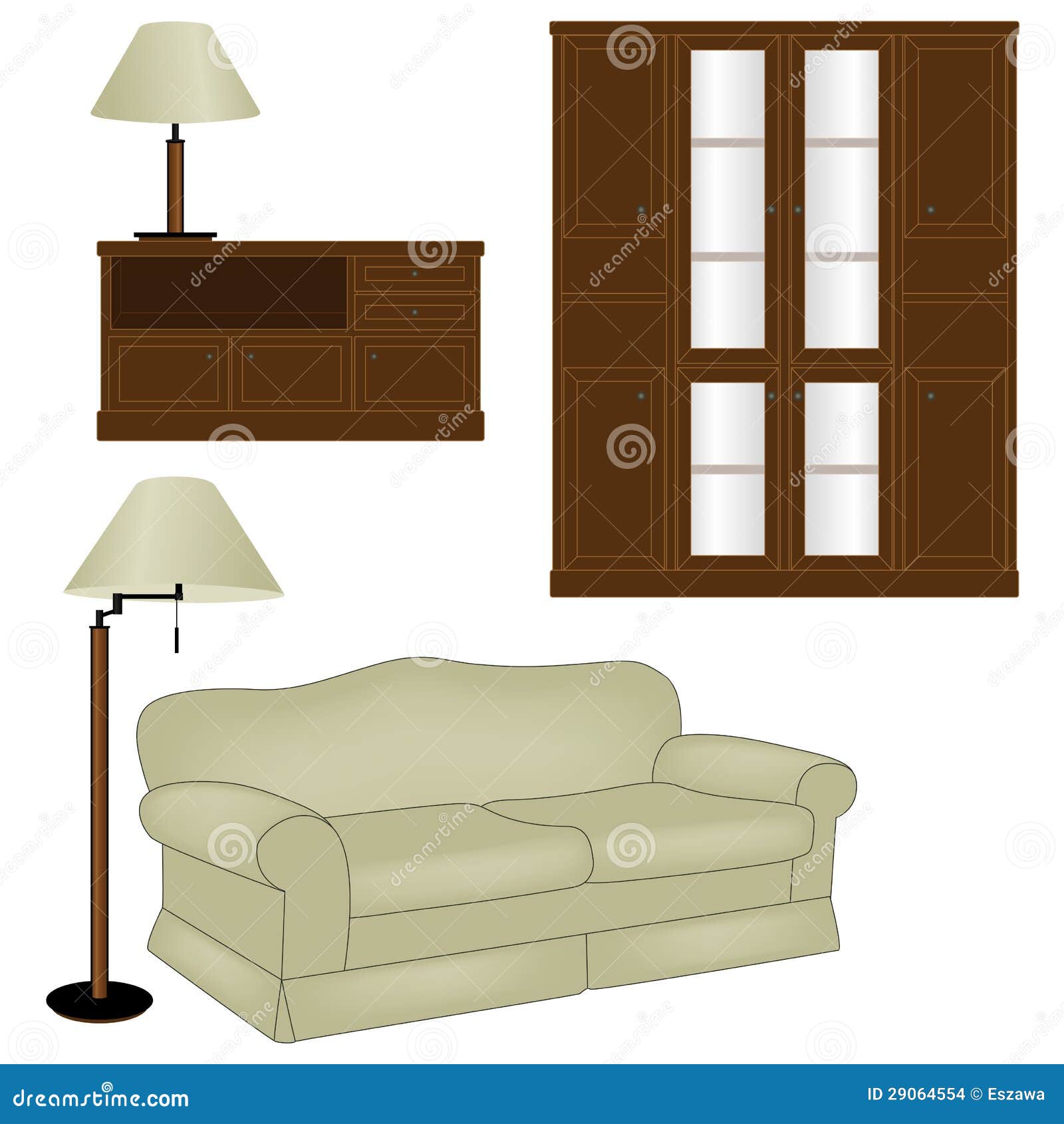 Vector Set of Antique Furniture Stock Vector - Illustration of domestic ...