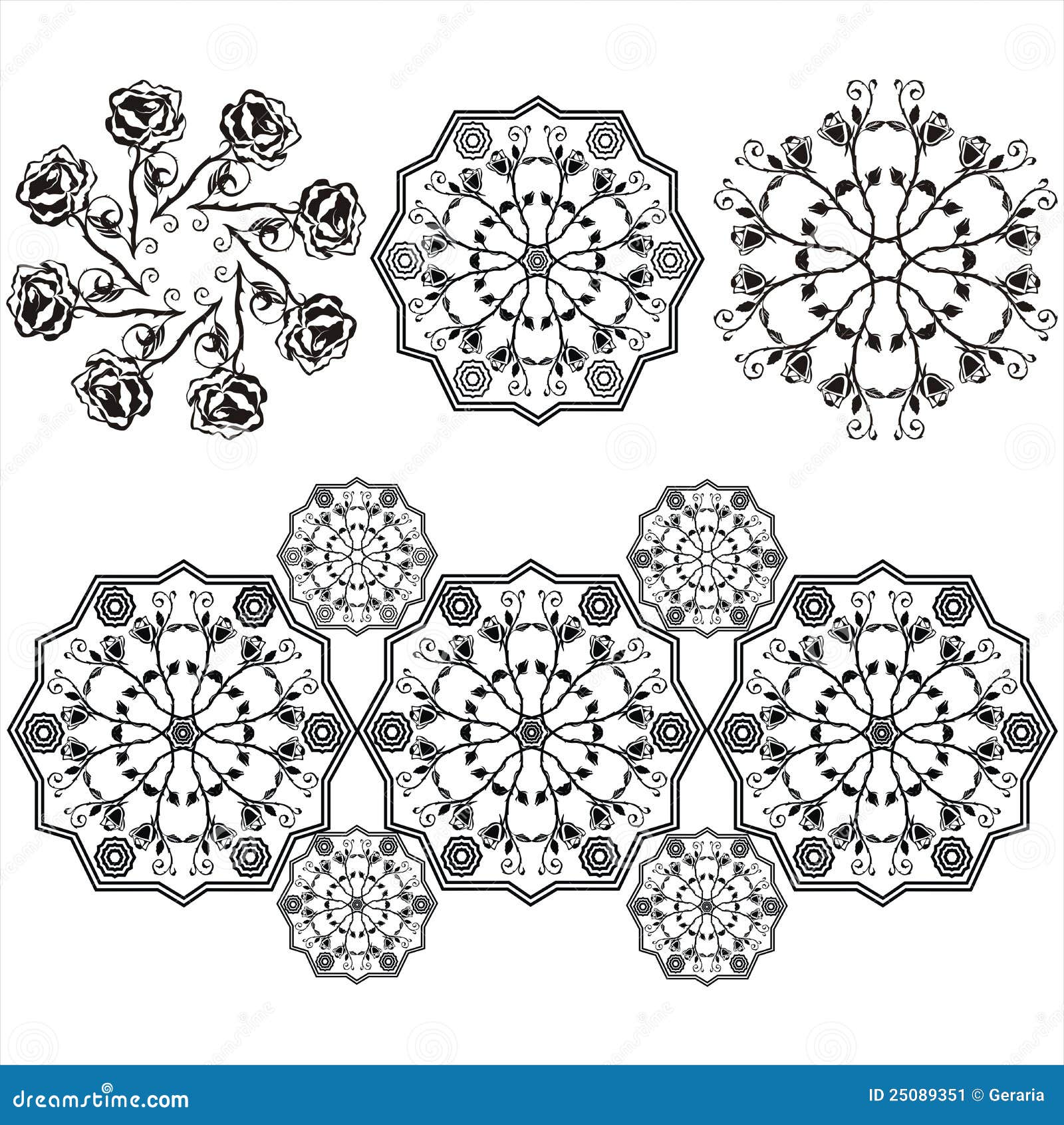 Vector Set with Arabesque Elements Stock Illustration - Illustration of ...