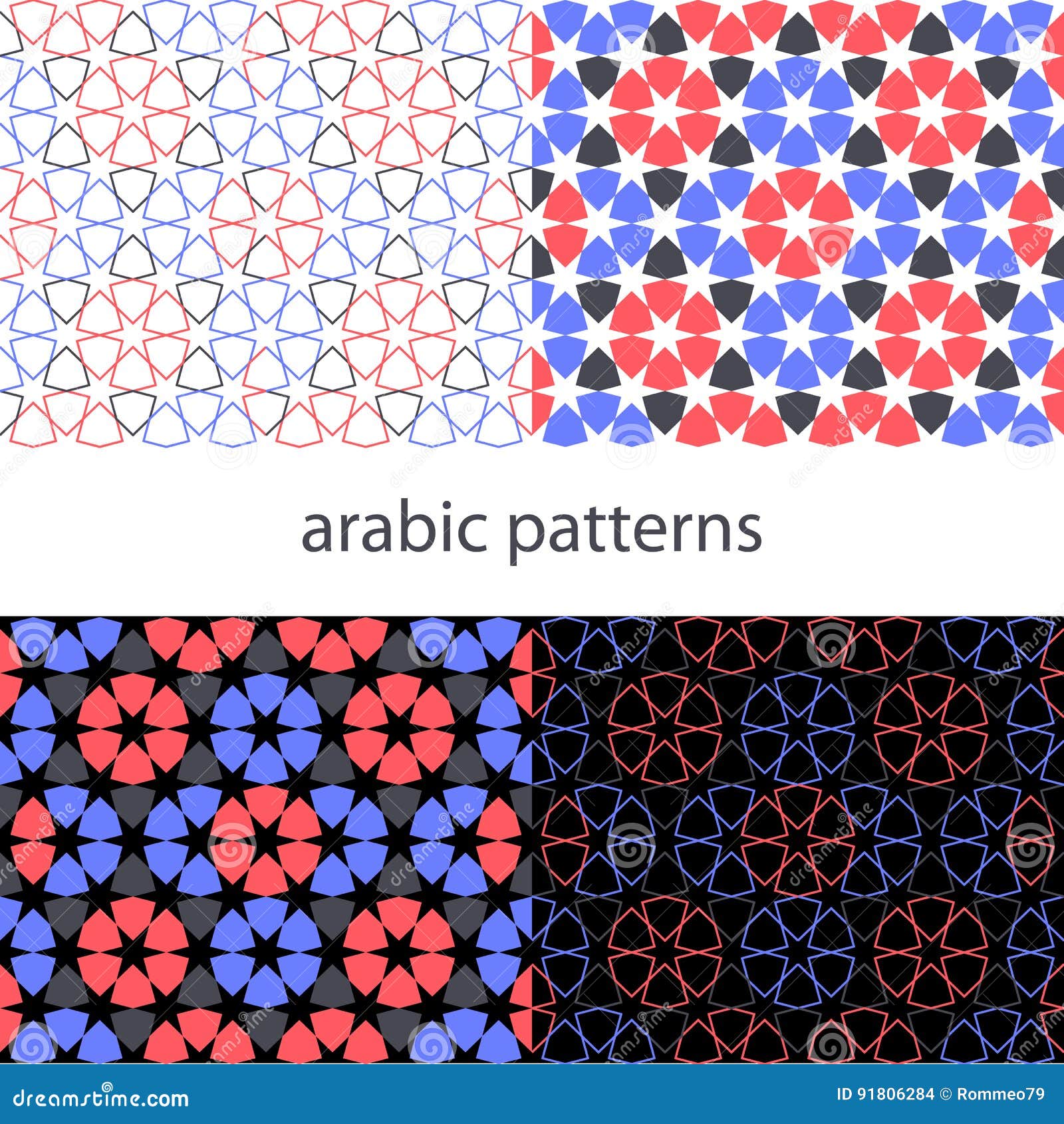 Vector Set Arabic Background with Seamless Pattern in Islamic Style ...