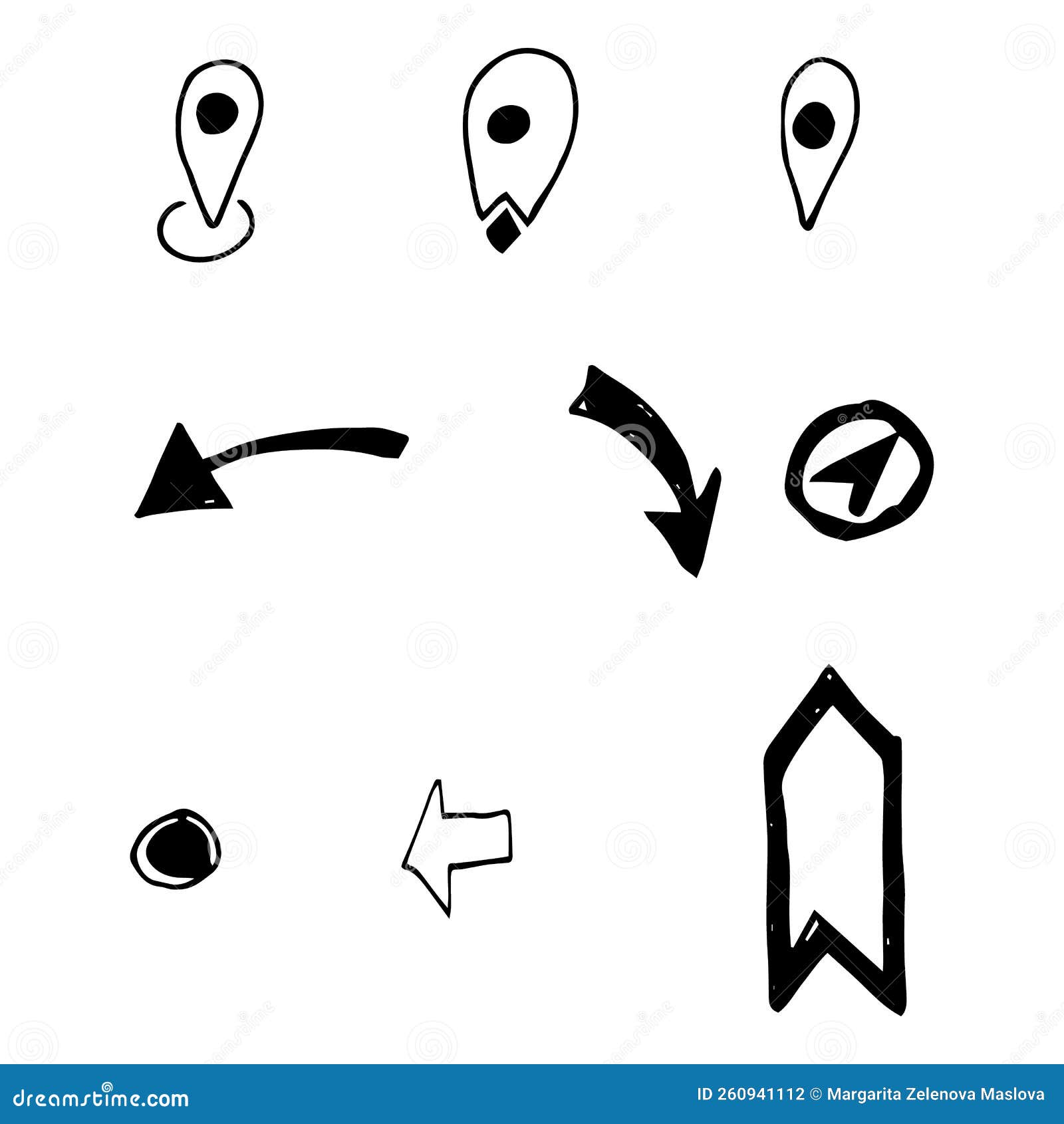 Vector Set of Arrow Elements and Locations Stock Vector - Illustration ...