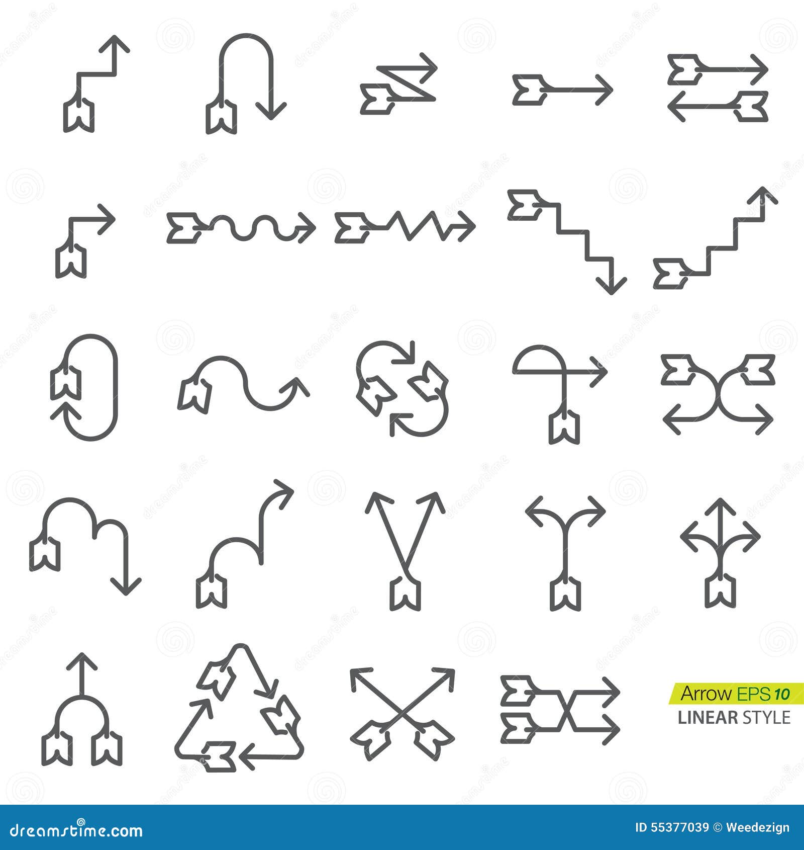 Vector : Set of Arrow in Linear Style Icon Stock Vector - Illustration ...