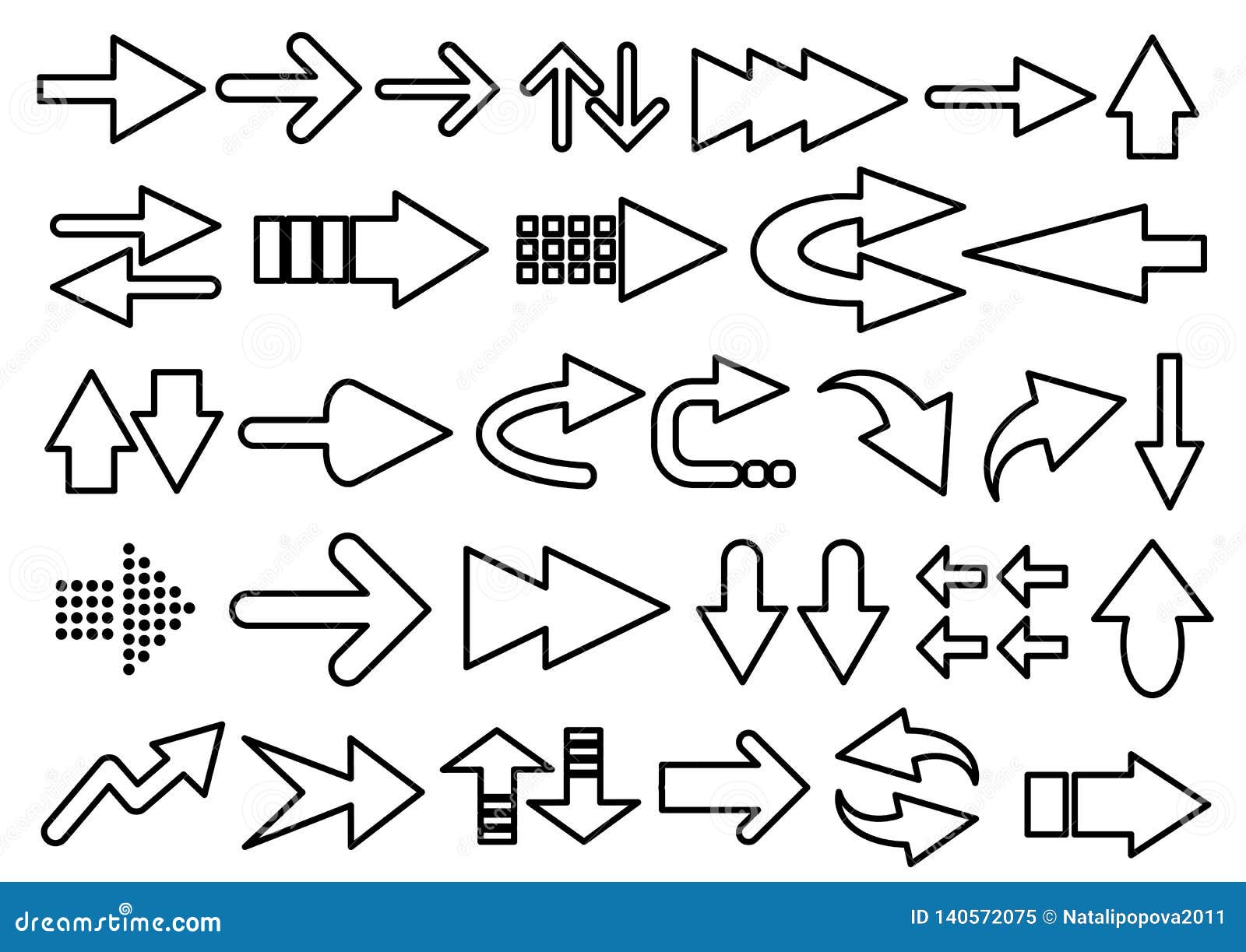 Vector Set of Arrow Shapes Isolated on White Stock Vector ...