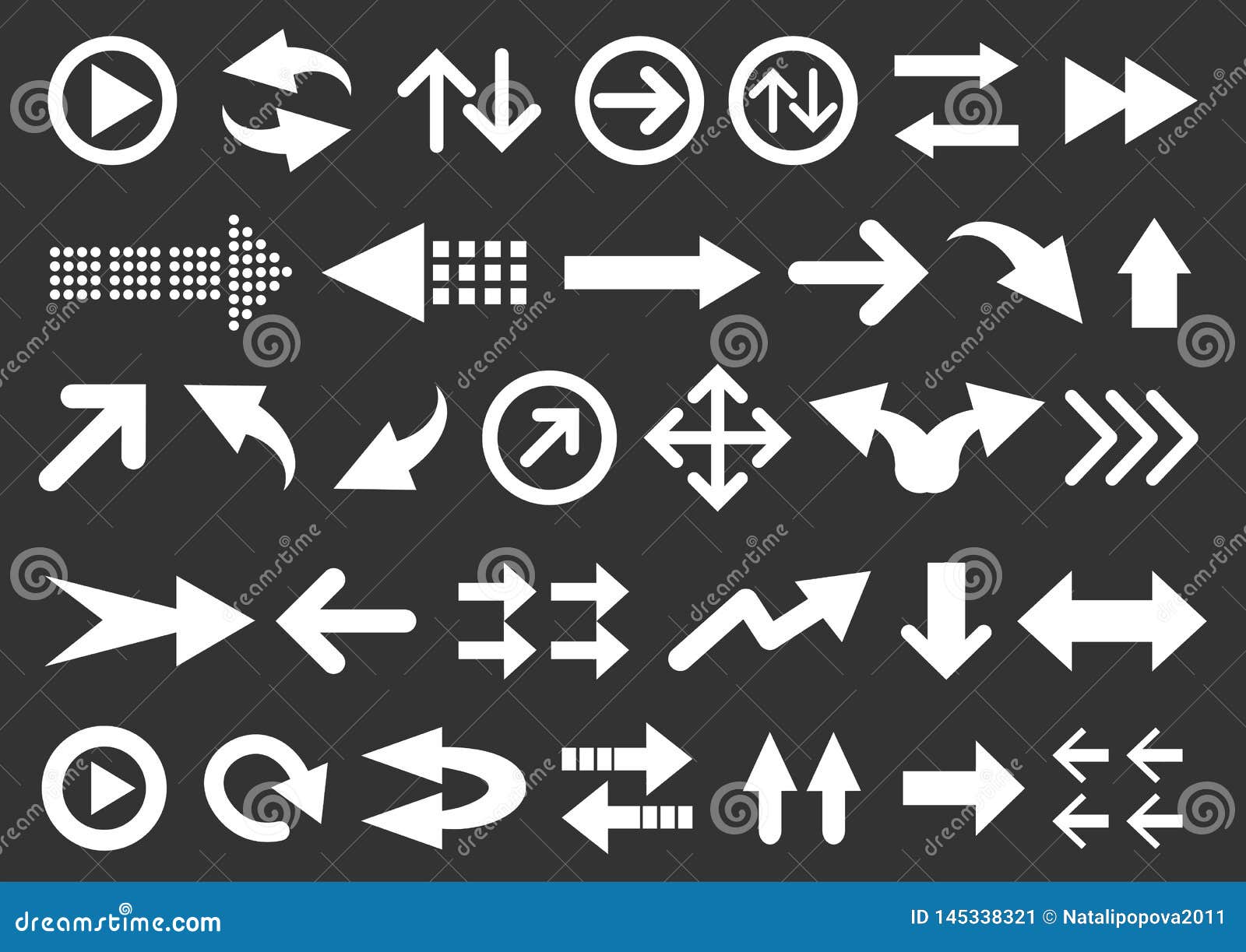 Vector Set of Arrow Shapes Isolated on Black Stock Vector ... Vector Set of Arrow Shapes Isolated on Black Stock Vector ...