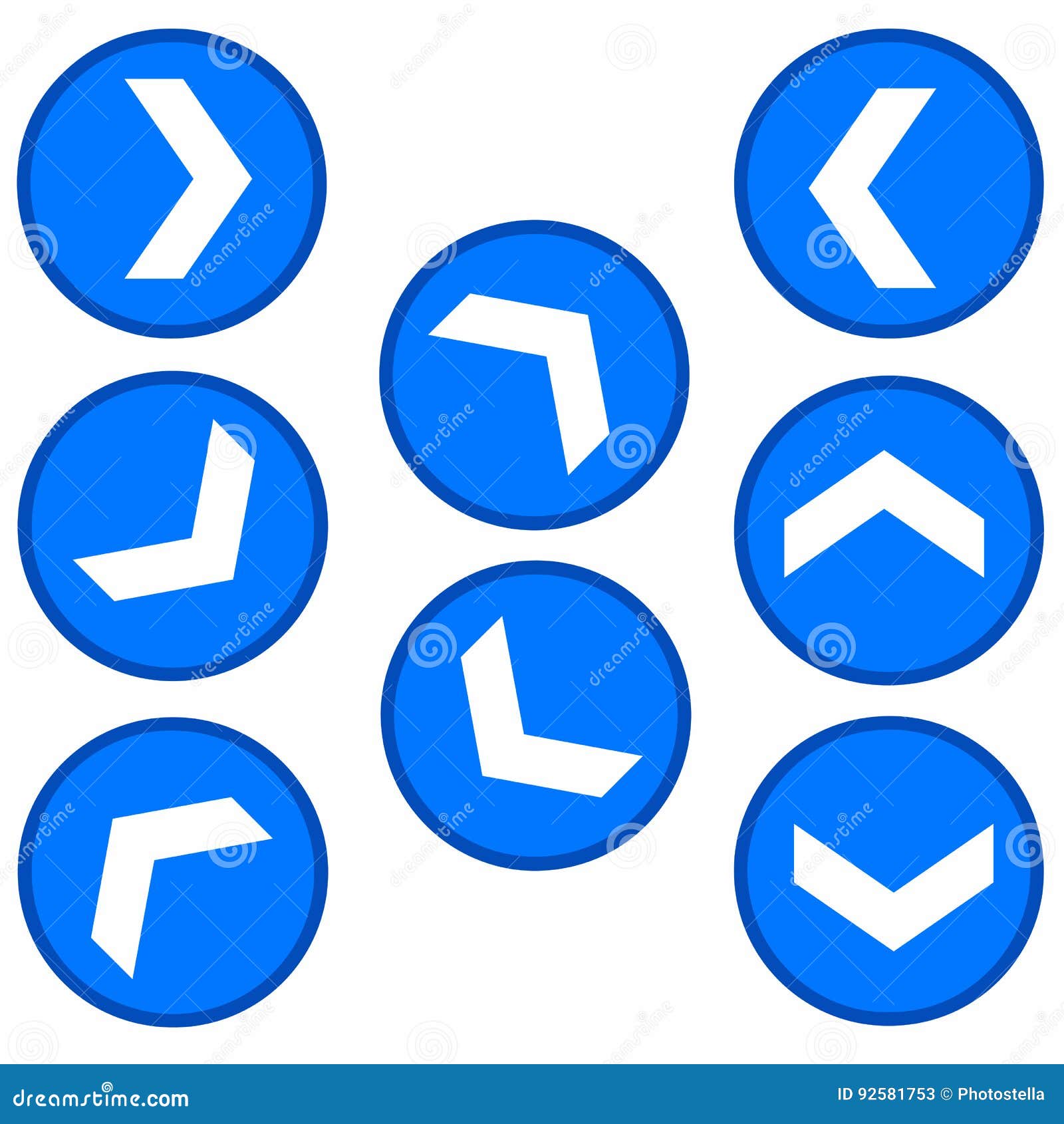 Vector Set - Arrows in Blue Circles Stock Vector - Illustration of ...