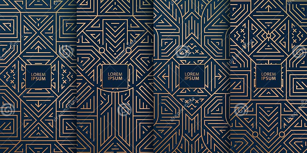 Vector Set of Art Deco, Fancy Patterns, Abstract Geometric Frames ...