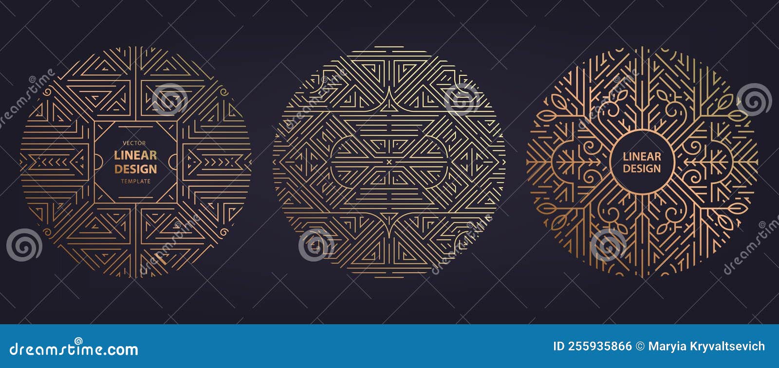 Vector Set of Art Deco Linear Circles, Round Borders, Frames ...