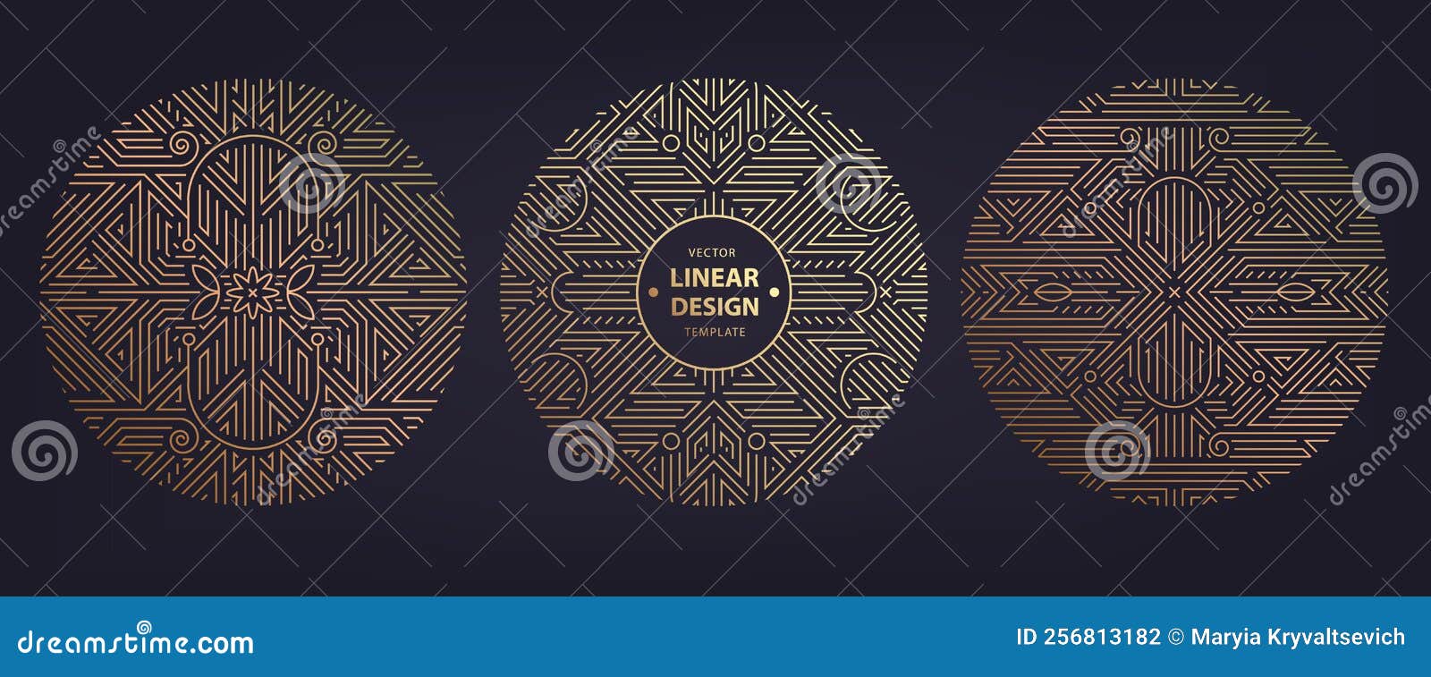 Vector Set of Art Deco Linear Circles, Round Borders, Frames ...