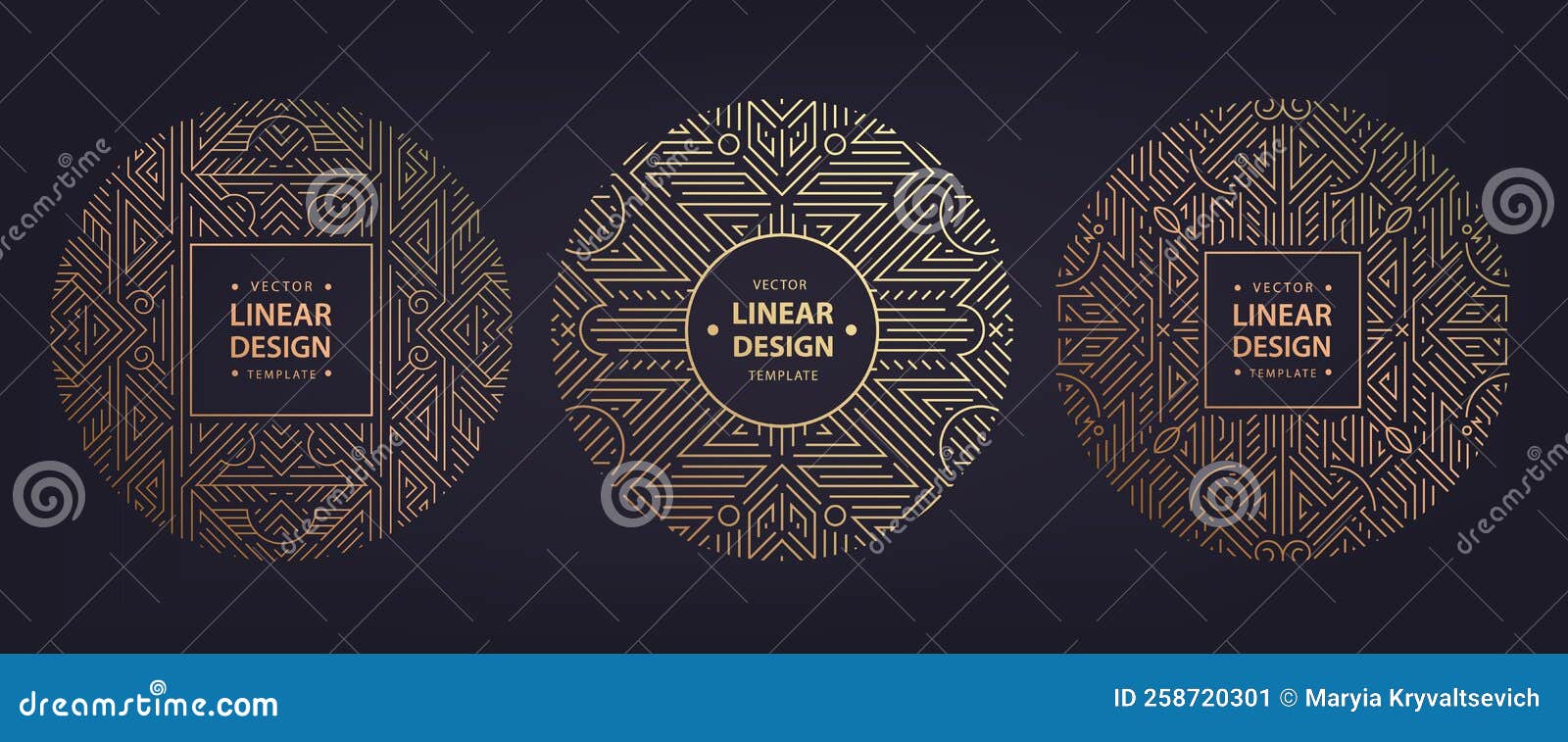 Vector Set of Art Deco Linear Circles, Round Borders, Frames ...