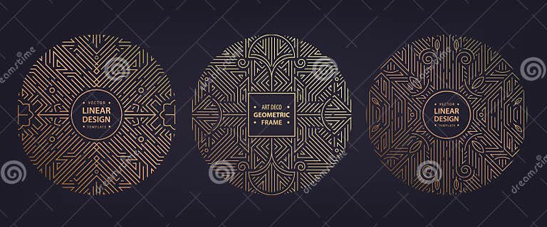 Vector Set of Art Deco Linear Circles, Round Borders, Frames ...