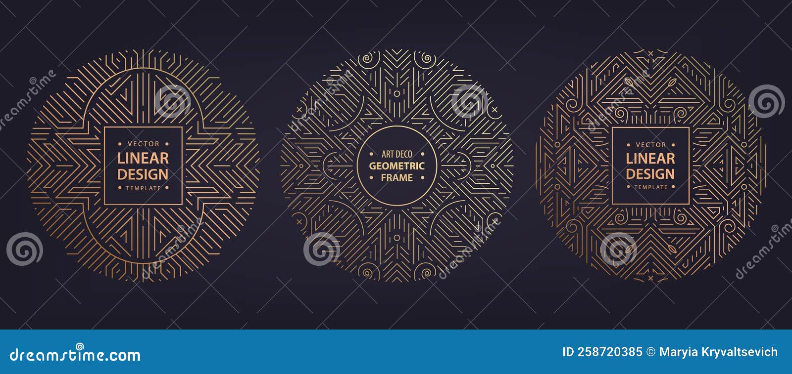 Vector Set of Art Deco Linear Circles, Round Borders, Frames ...