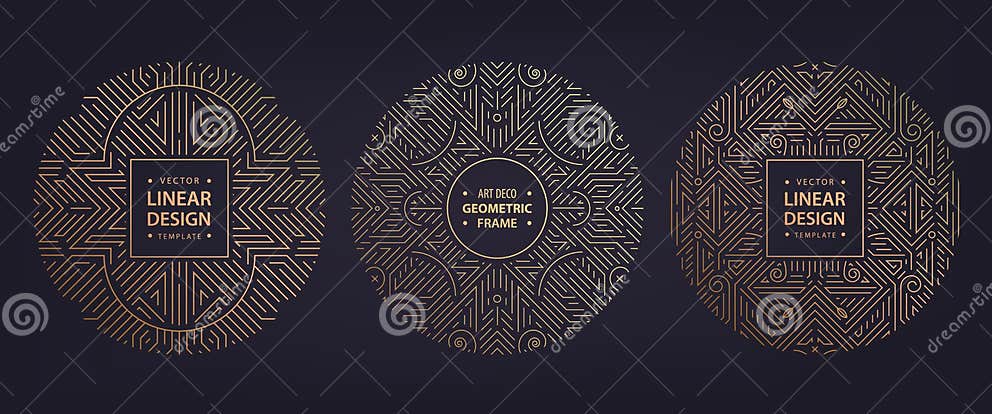 Vector Set of Art Deco Linear Circles, Round Borders, Frames ...