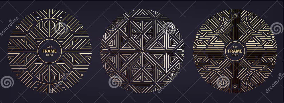 Vector Set of Art Deco Linear Circles, Round Borders, Frames ...