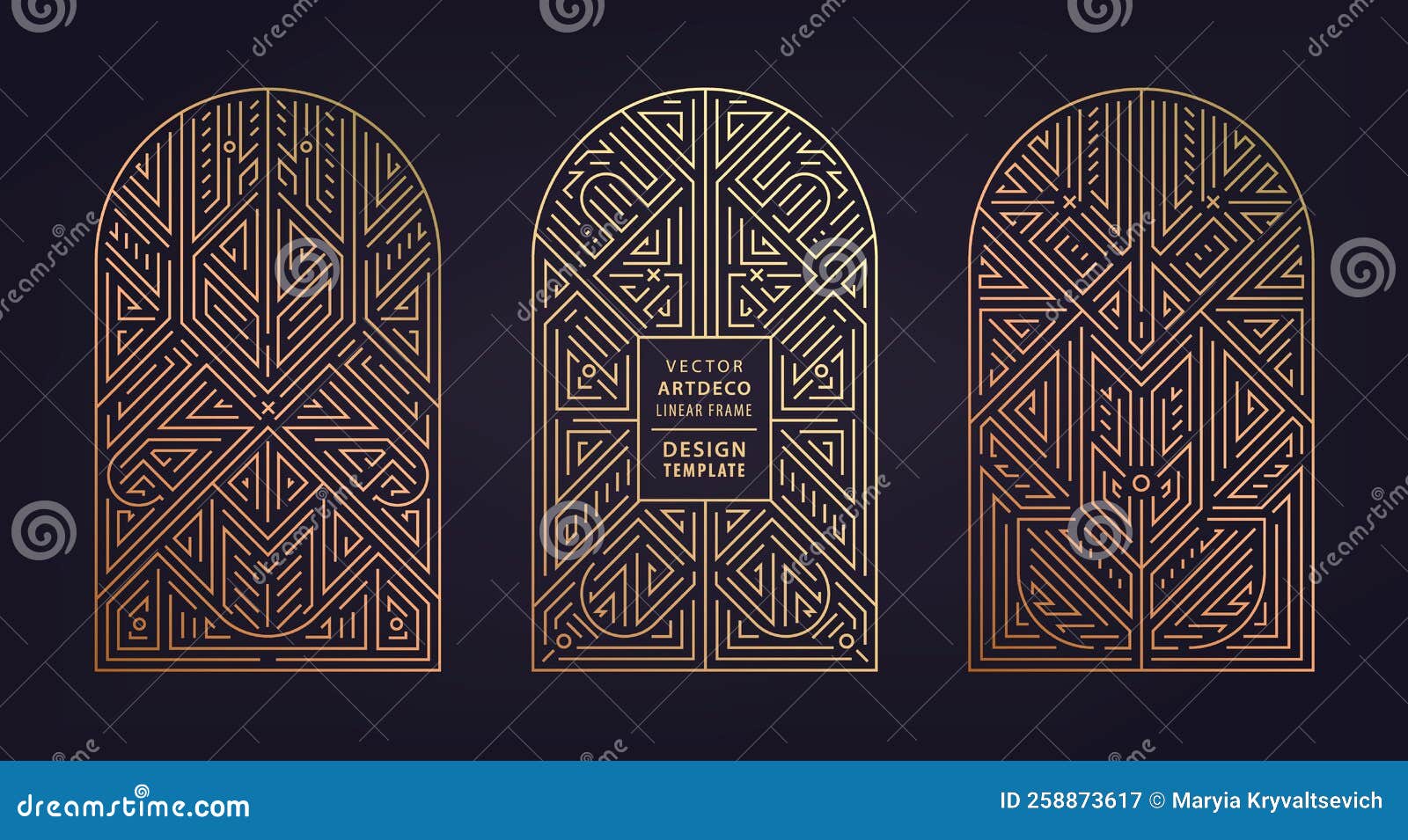 Vector Set of Art Deco Linear Design Elements and Illustrations, Arch ...