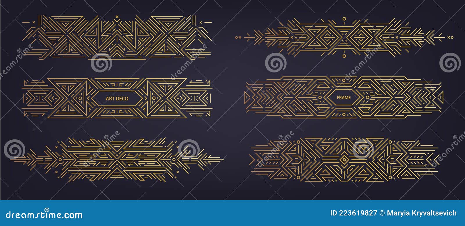 Vector Set of Art Deco Linear Dividers, Borders, Frames, Decorative ...