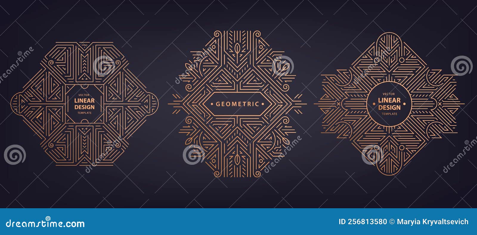 Vector Set of Art Deco Linear Shapes, Round Borders, Frames, Decorative ...