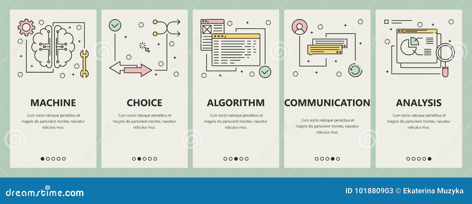 Vector Thin Line Flat Design Artificial Intelligence Concept Vertical ...