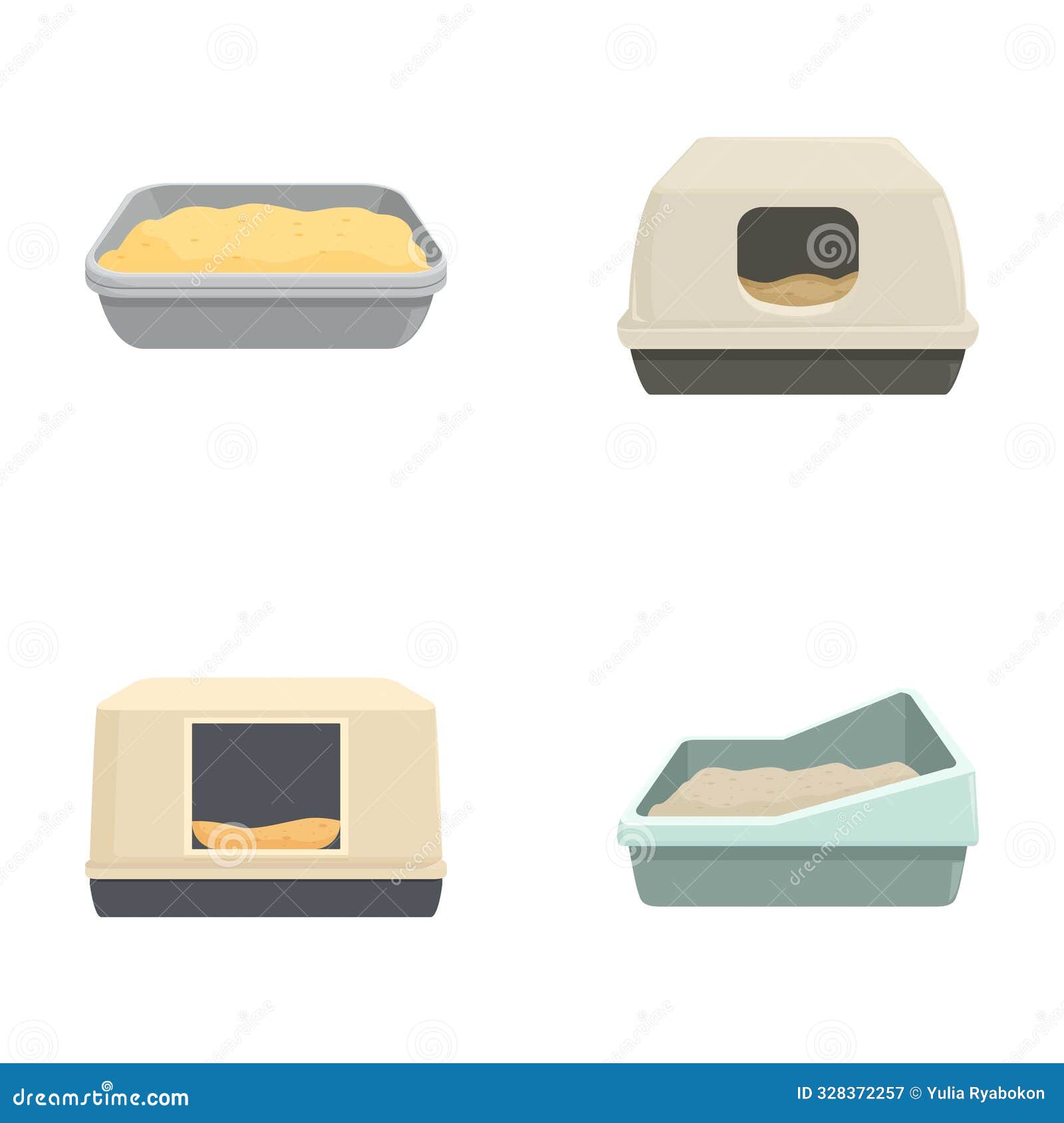 Vector Set of Assorted Cat Litter Boxes Stock Vector - Illustration of ...