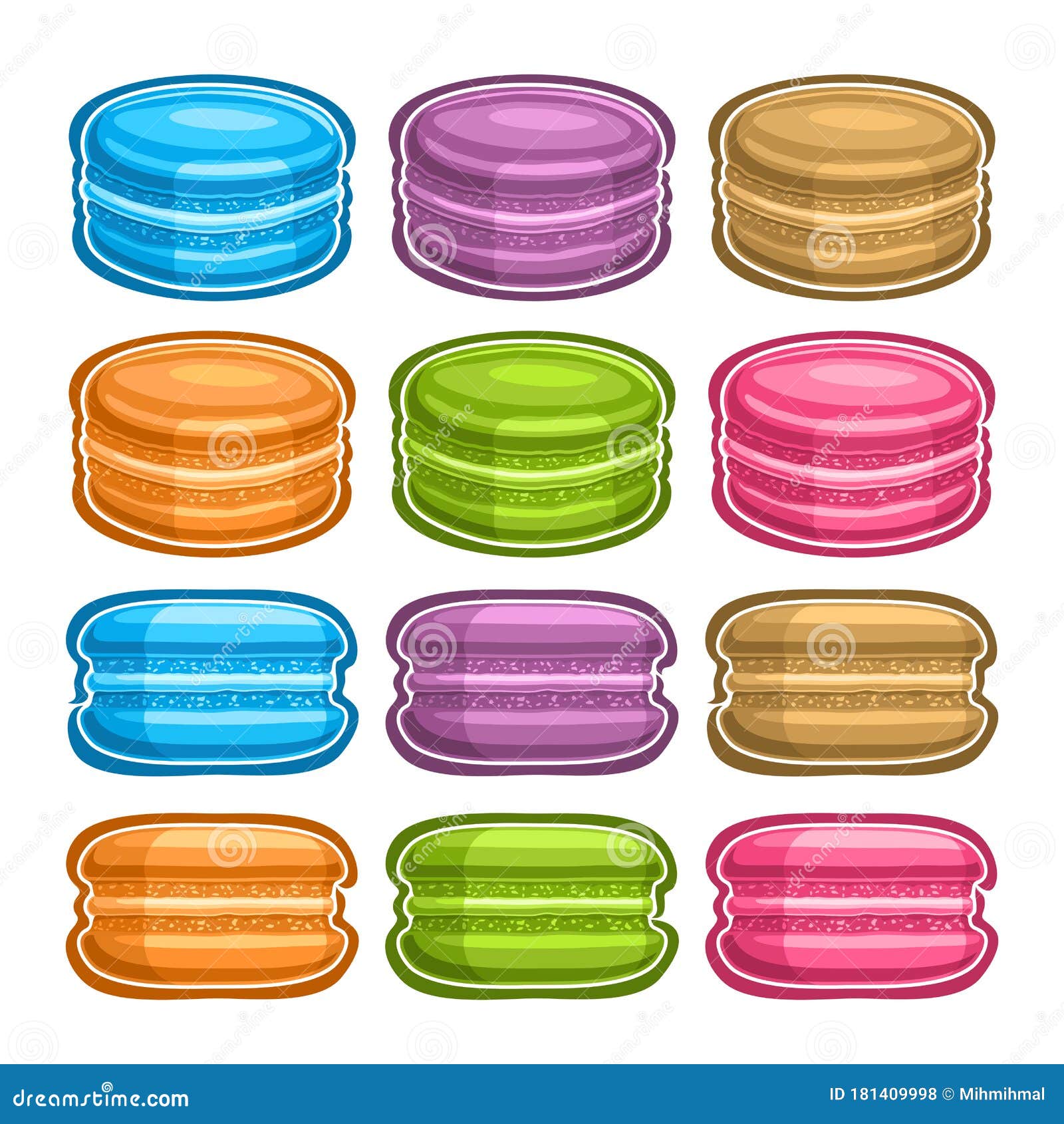 Vector Set of Assorted Macaroons Stock Vector - Illustration of gourmet ...