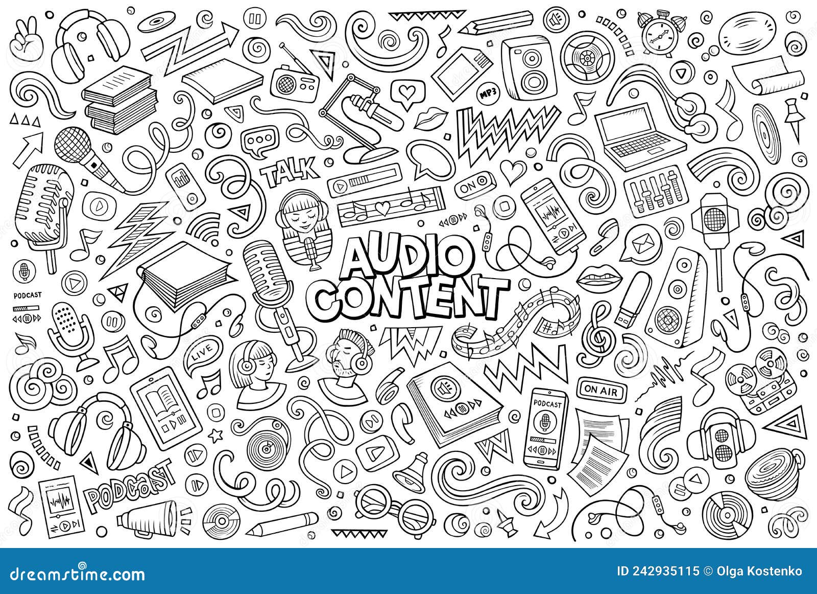 Vector Set of Audio Content Theme Objects and Symbols Stock Vector ...