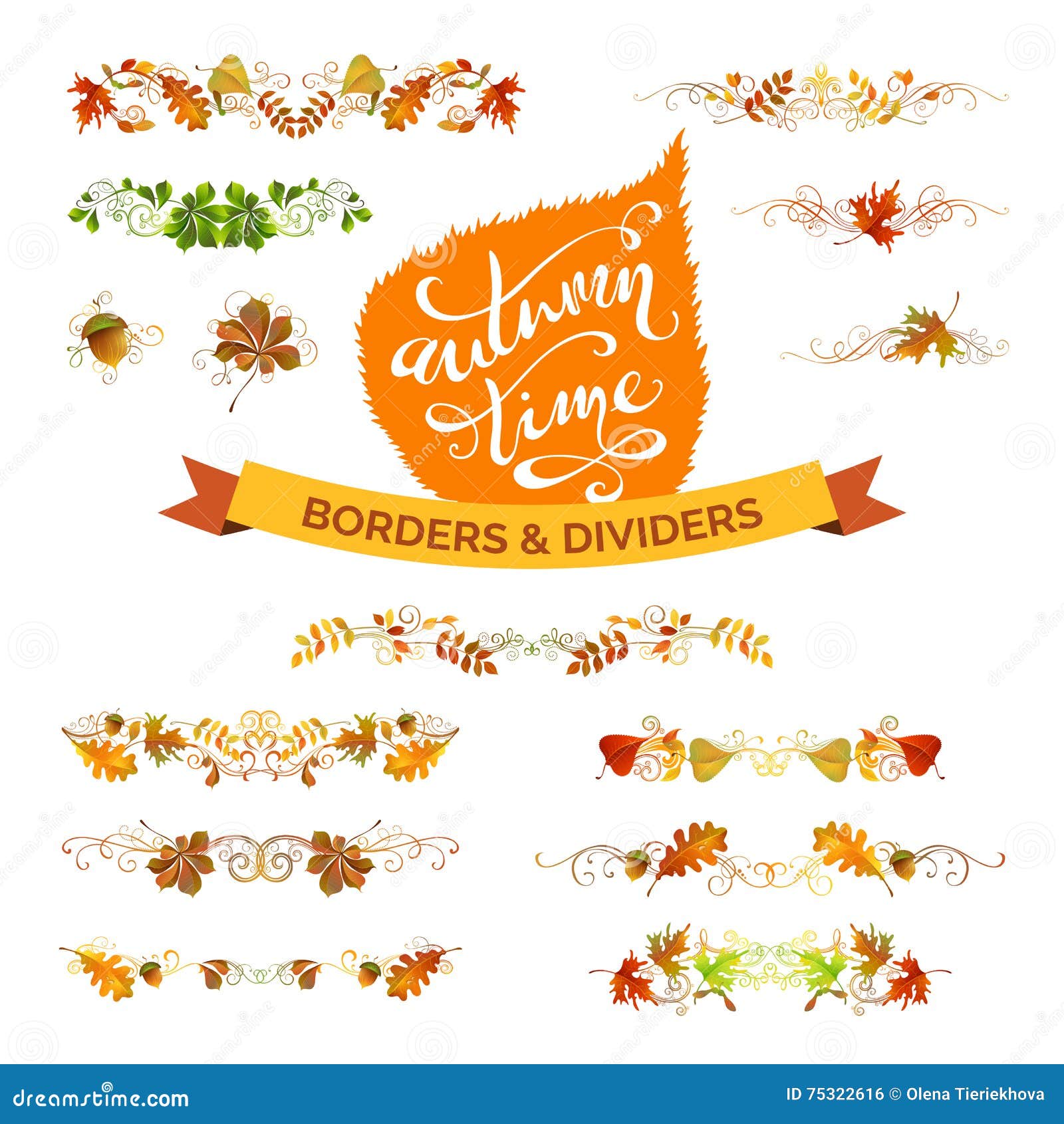 Vector Set of Autumn Leaves Design Elements. Stock Vector ...