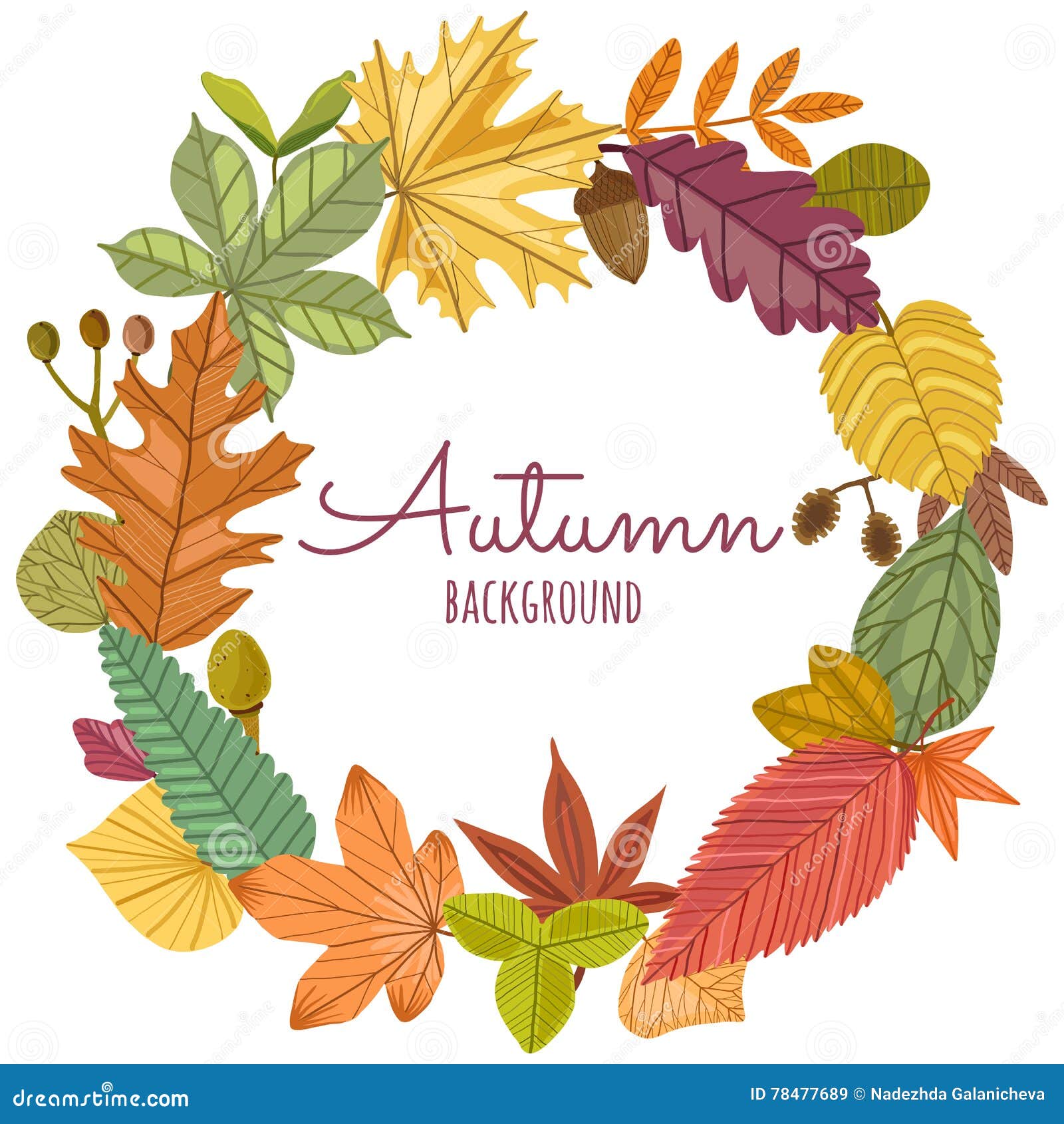 Vector Set of Autumn Leaves Round Frame Stock Vector - Illustration of ...