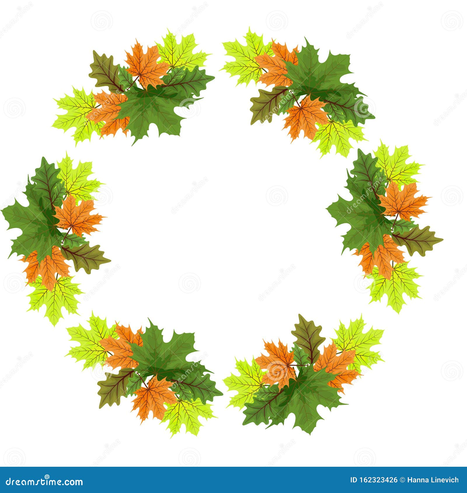 Vector Set of Autumn Leaves Round Frames Collection of Fall Themed ...