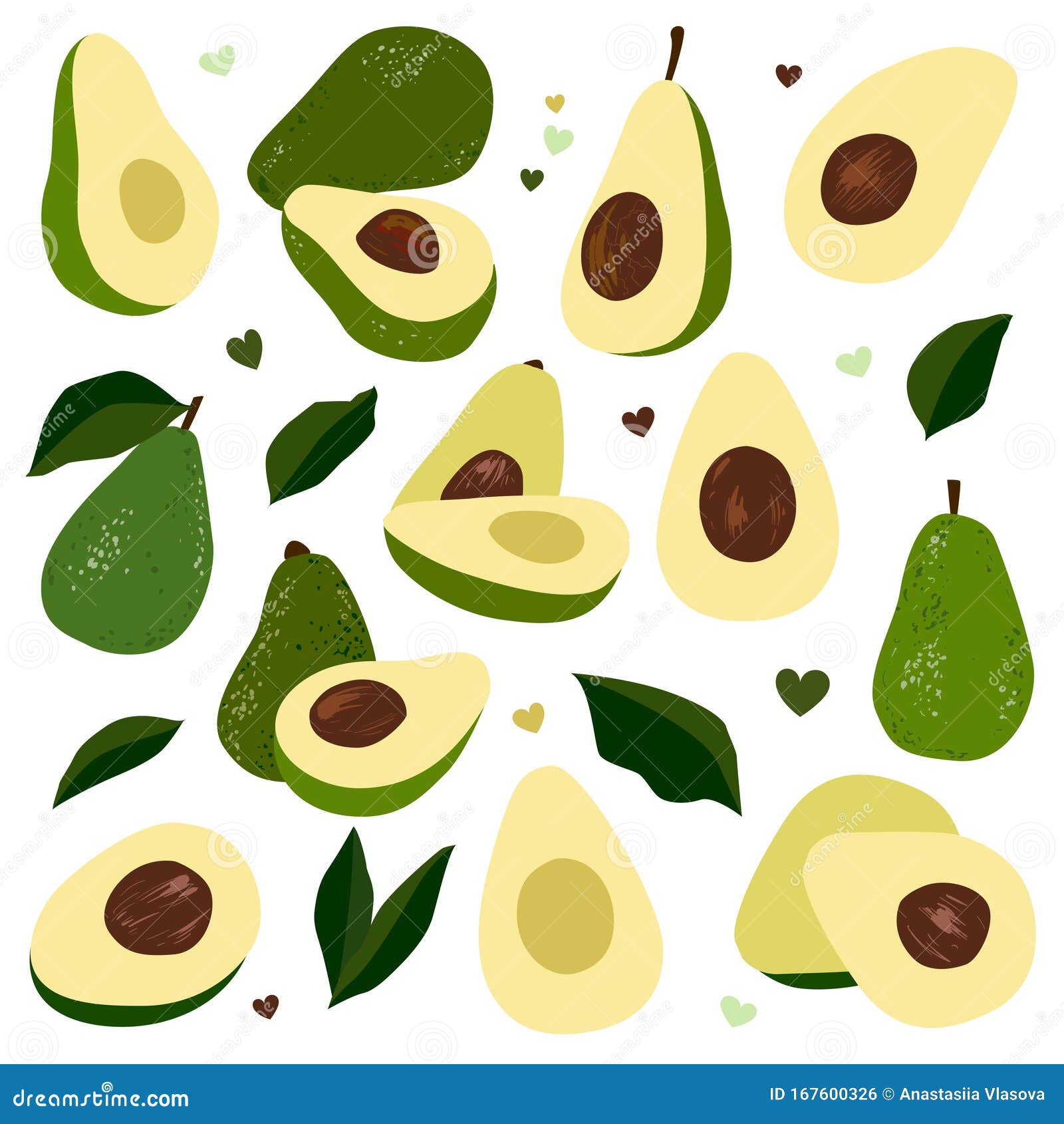 Vector set of avocados stock vector. Illustration of piece - 167600326