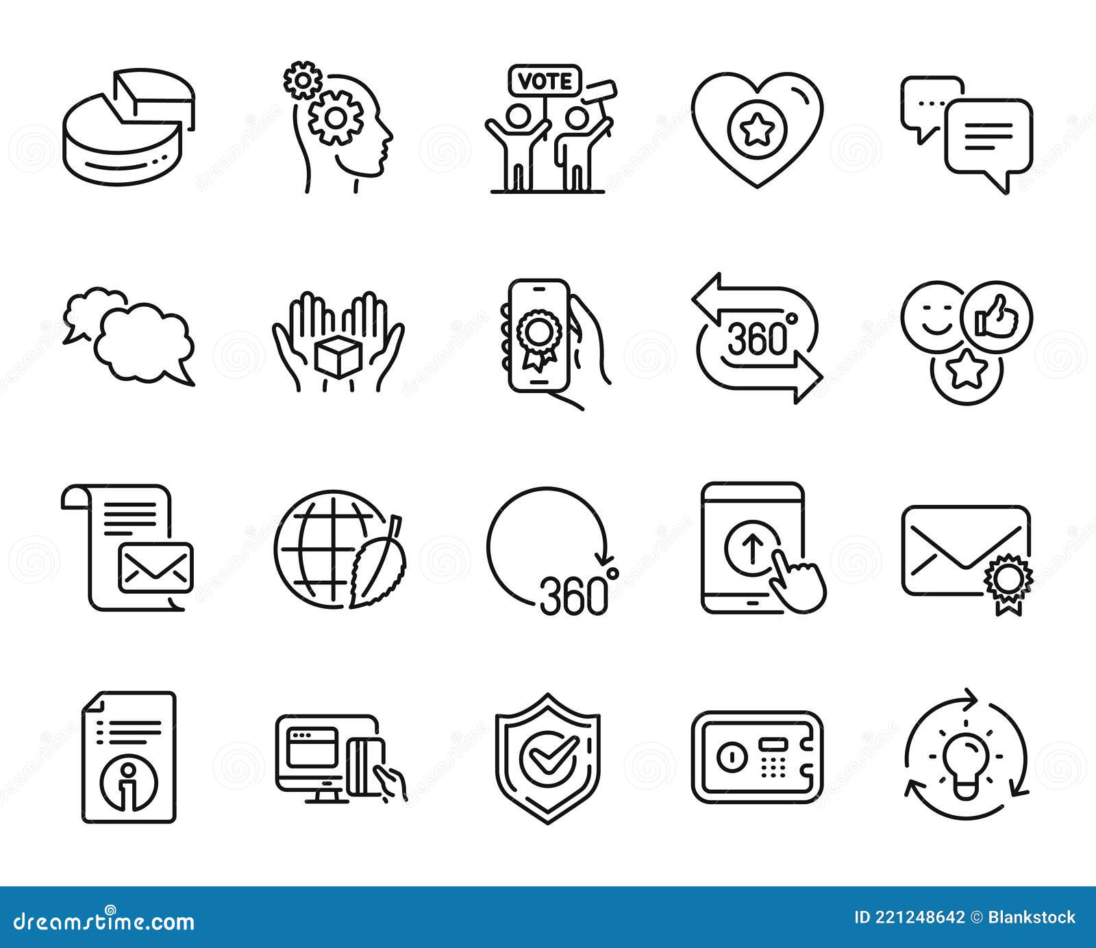 Vector Set of Award App, Voting Campaign and Dots Message Line Icons ...