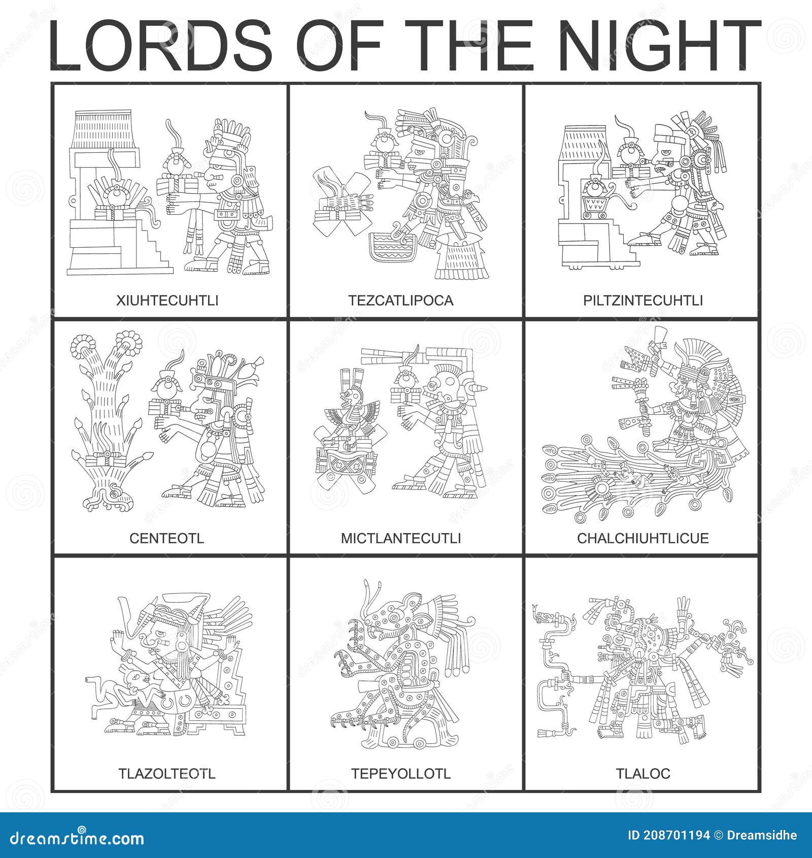 Aztec God Tezcatlipoca, The Smoking Mirror Vector Illustration ...